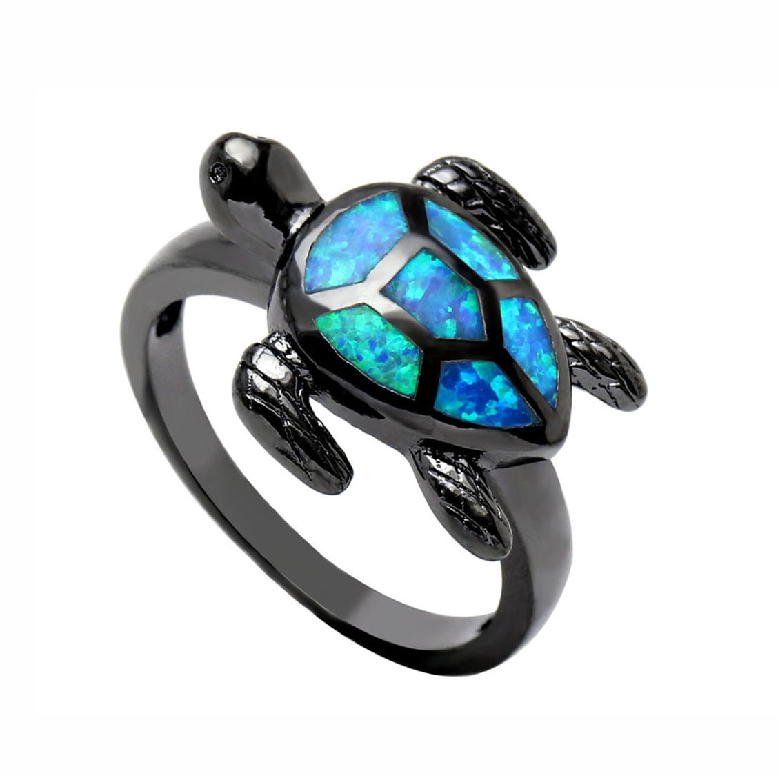Sea Turtle Ring for Women Black Plated Setting Fire Opal Ginger Lyne ...