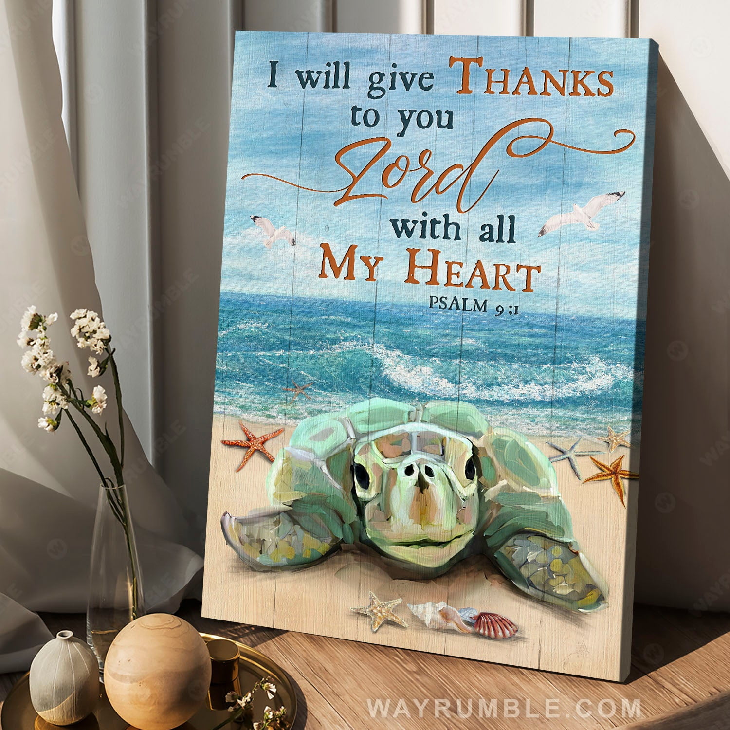 Sea Turtle, Sand Beach, Blue Ocean, I Will Give Thanks To You Lord ...