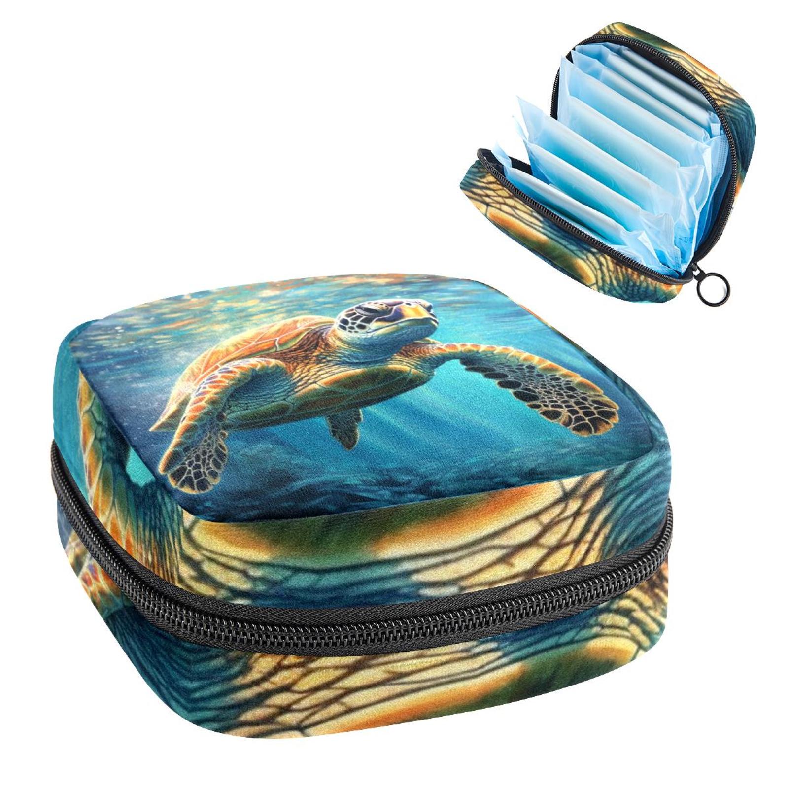 Sea Turtle Sanitary Napkin Pouch Storage Bag Small Jewelry Oxford Cloth ...