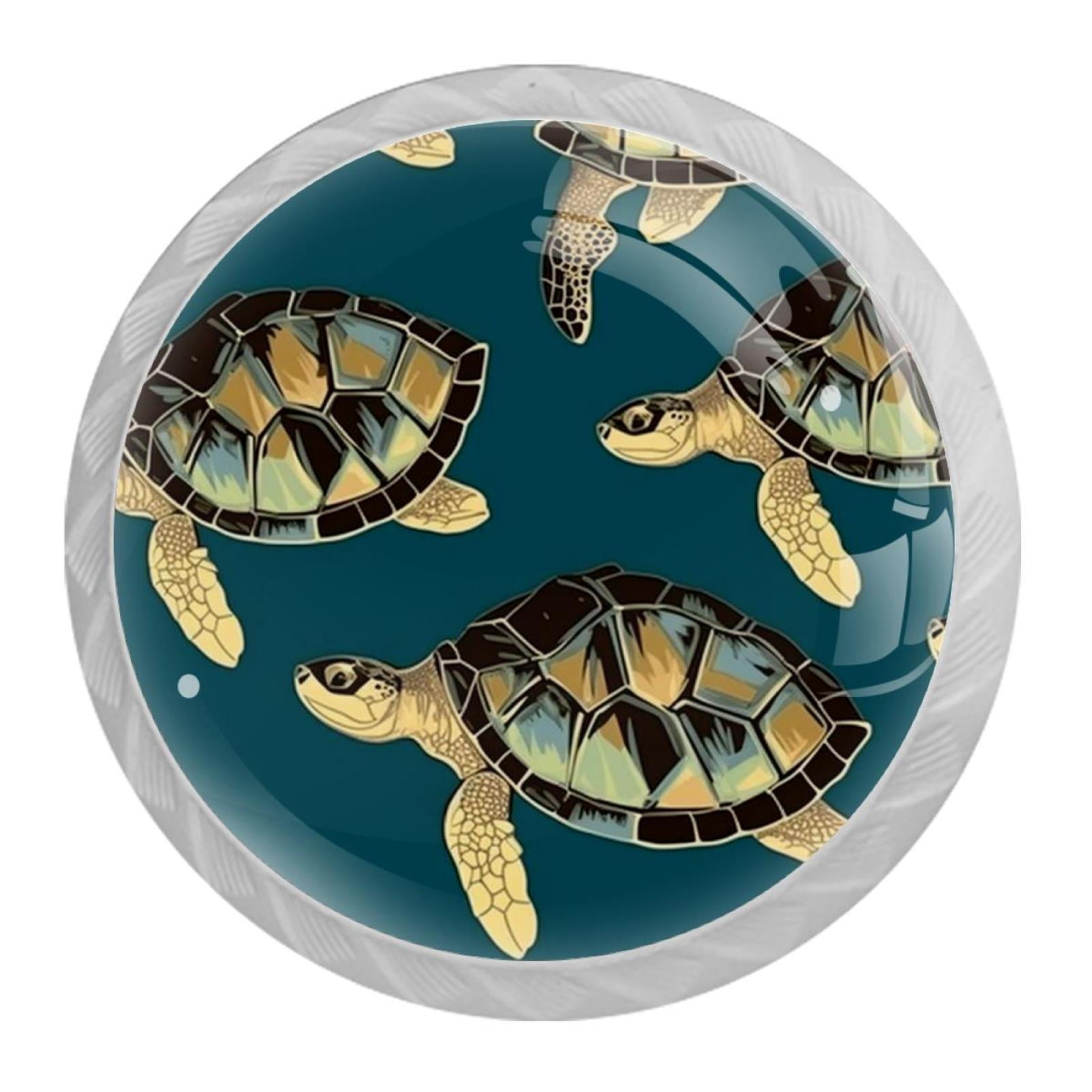 Sea Turtle Seamless Funny Drawer Knobs, 4 Piece Set Decorative Kitchen ...