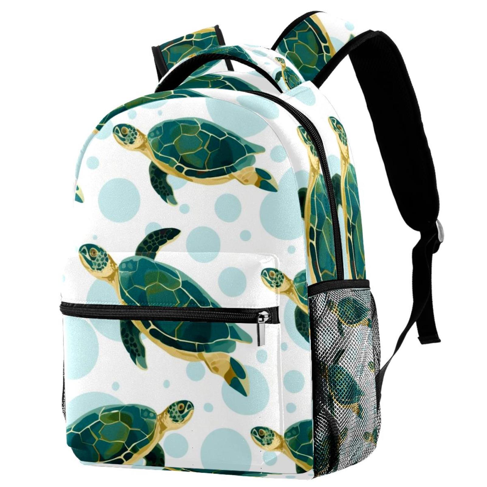 Sea Turtle Seamless Green Casual Backpacks Lightweight Premium Backpack ...