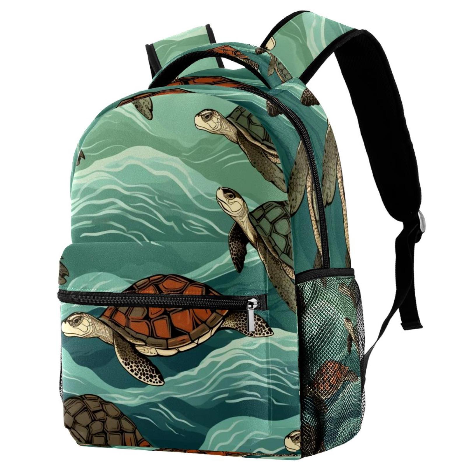 Sea Turtle Seamless Wave Casual Backpacks Lightweight Premium Backpack ...
