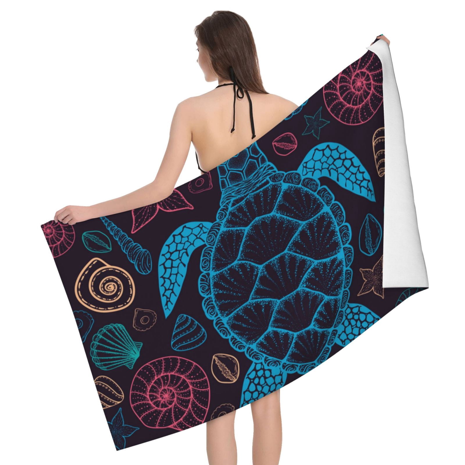 Sea Turtle Shells Starfish Beach Bath Towel Gym Spa Shower Towels Pool ...