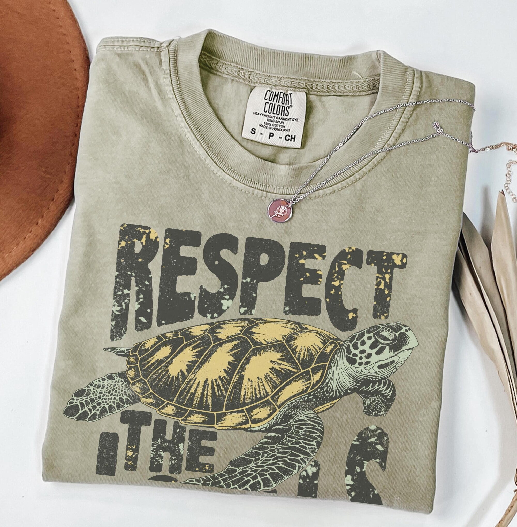Sea Turtle Shirt Respect Protect Locals Graphic Tee - Walmart.com