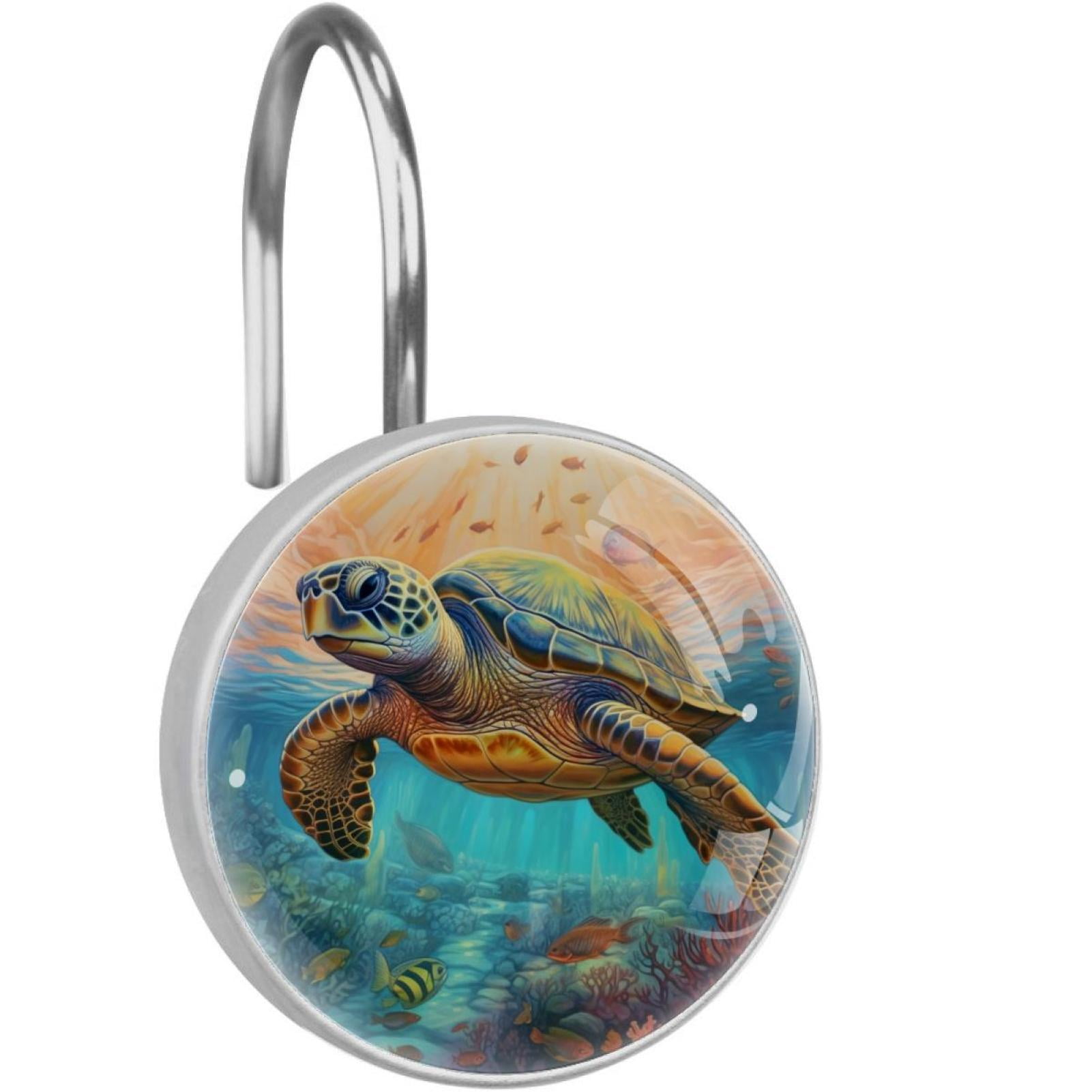 Sea Turtle Shower Curtain Hooks （Set of 12） for Home Hotel Shower Rods ...