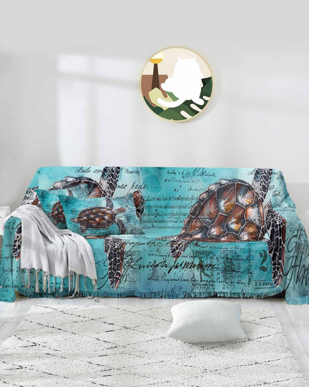 Sea Turtle Sofa Couch Covers for 3 Cushion Couch,Washable L Shape ...