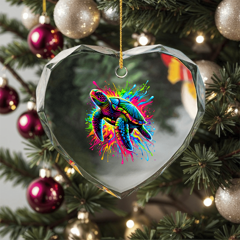 Sea Turtle Splash Colorful Ocean Animal Turtle Ornament, Crystal Glass ...
