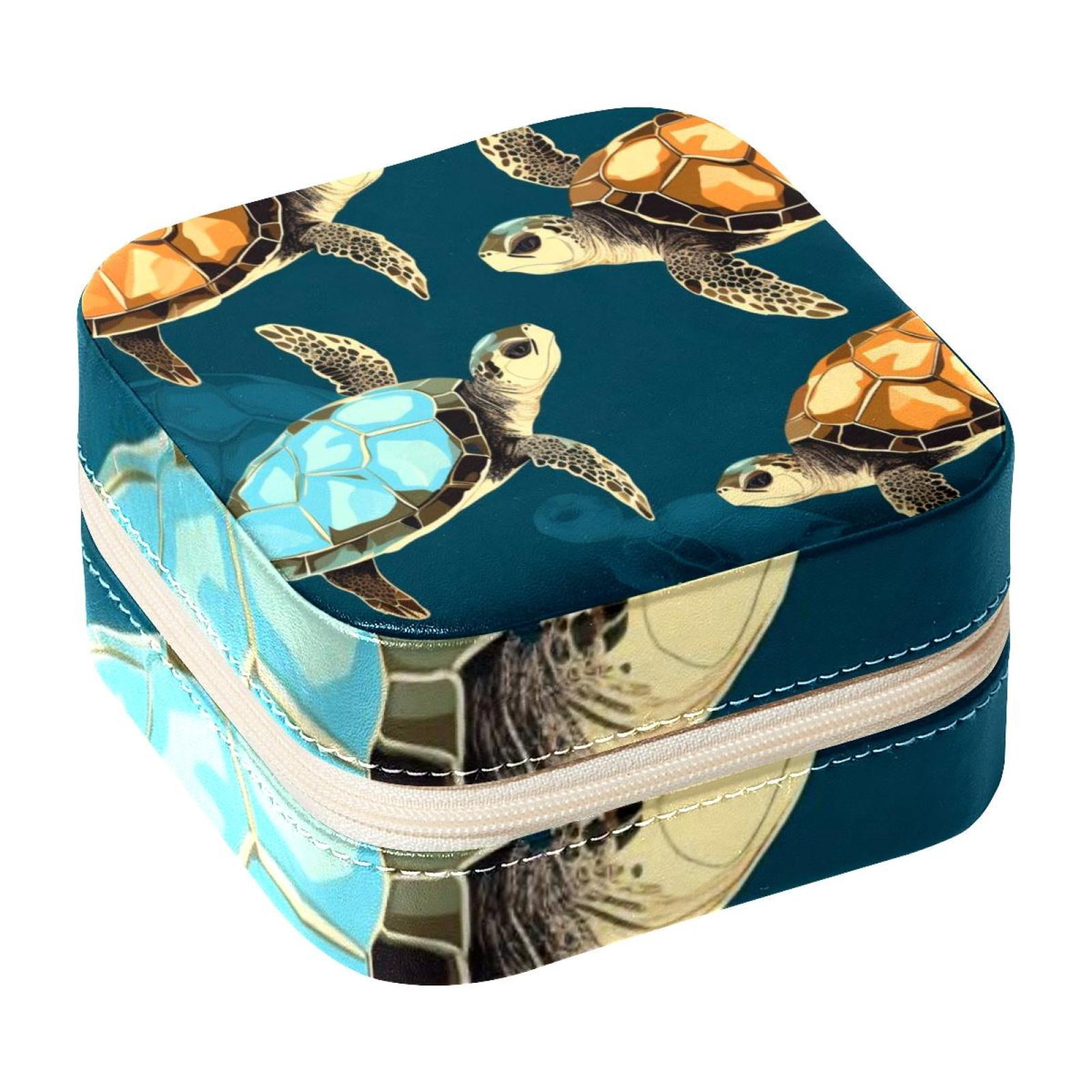 Sea Turtle Square Travel Jewelry Box Earring Necklace Bracelet Holder ...