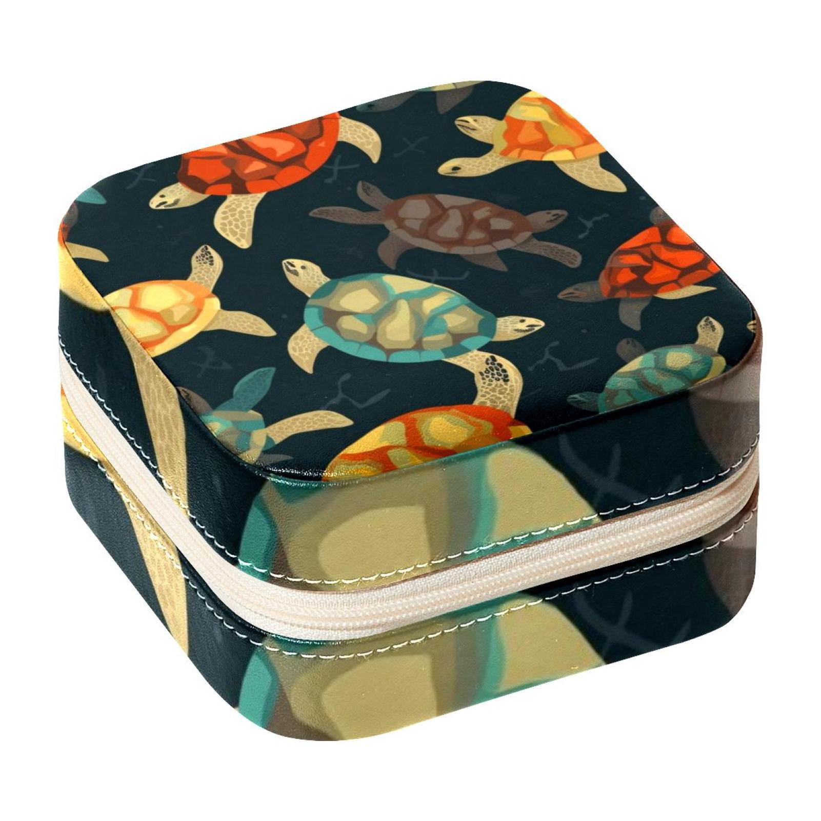 Sea Turtle Square Travel Jewelry Box Earring Necklace Bracelet Holder ...