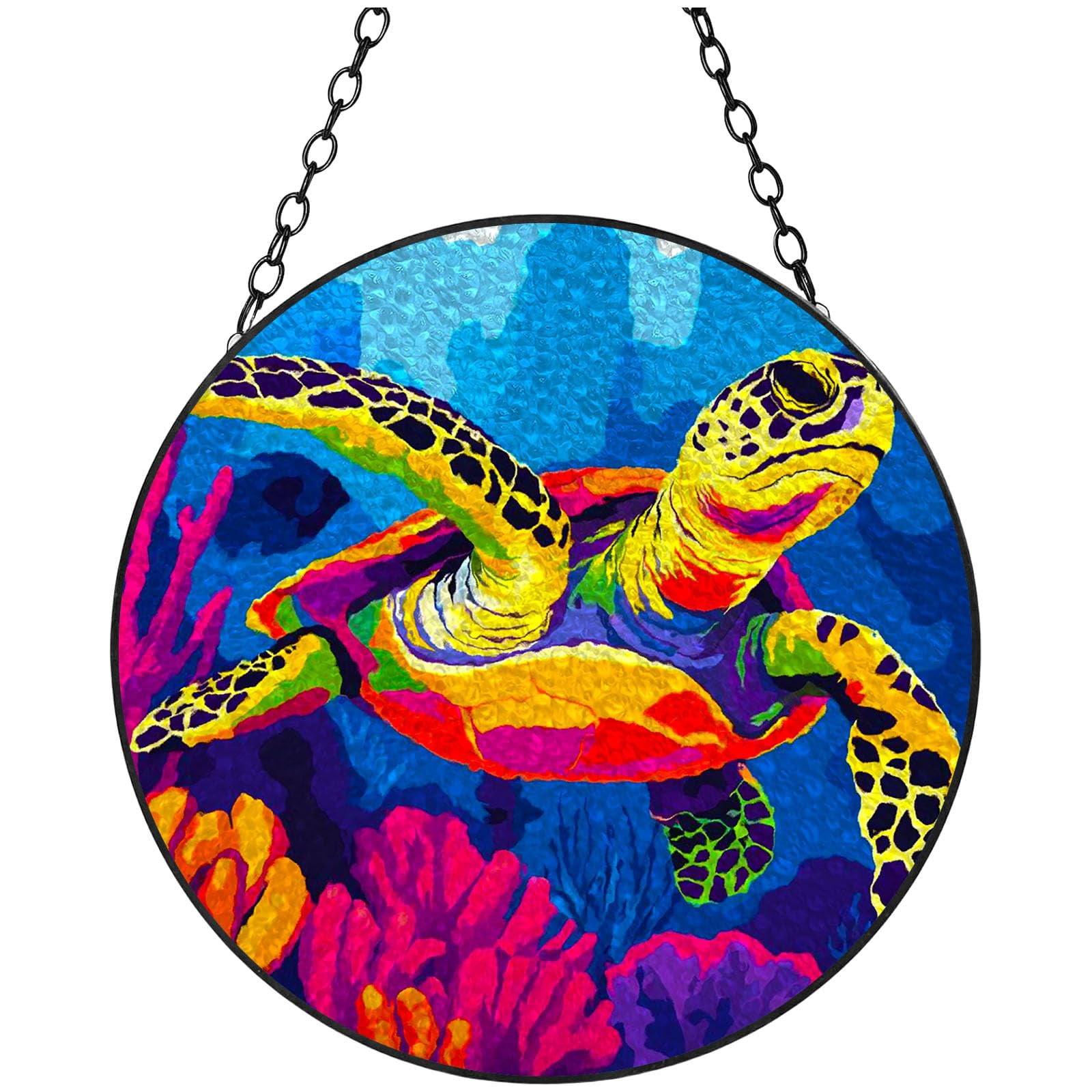 Sea Turtle Stained Glass Suncatcher Handmade Window Hanging Colored ...