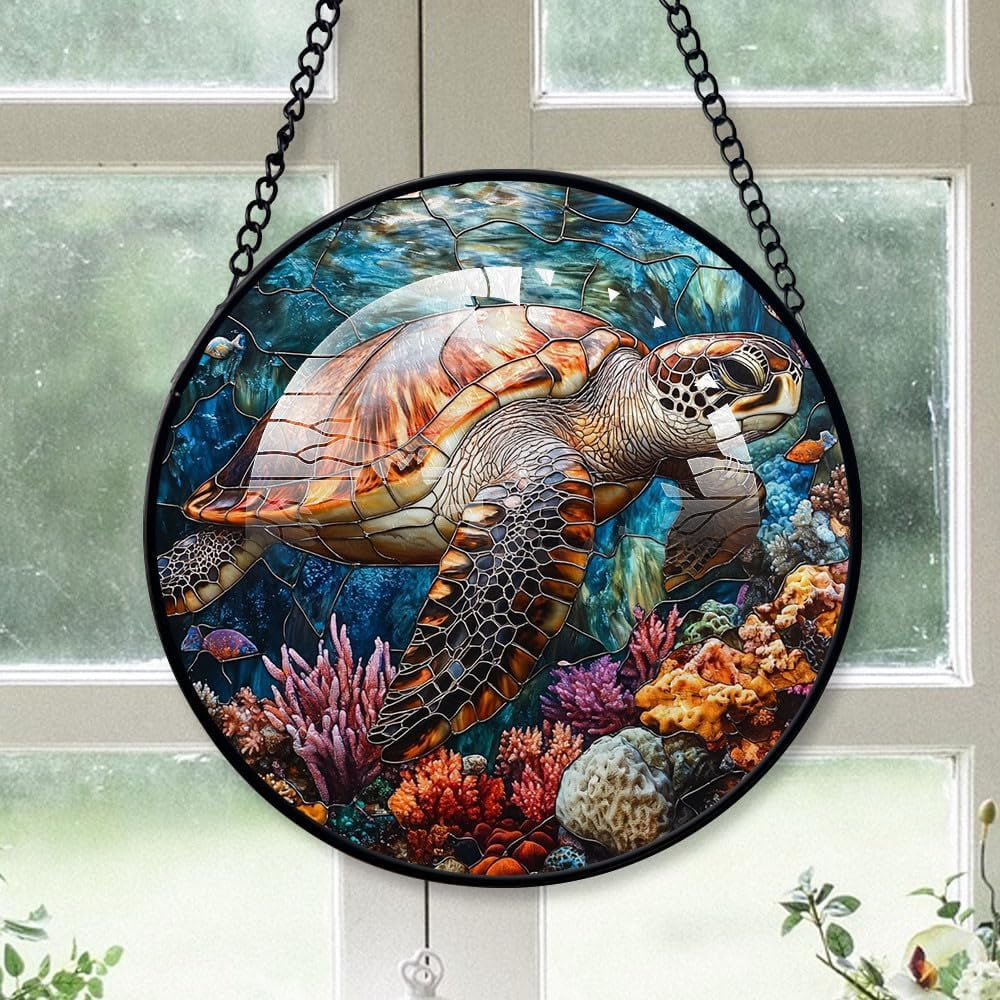 Sea Turtle Stained Glass Suncatcher, Sea Turtle Christmas, Sea Turtle ...