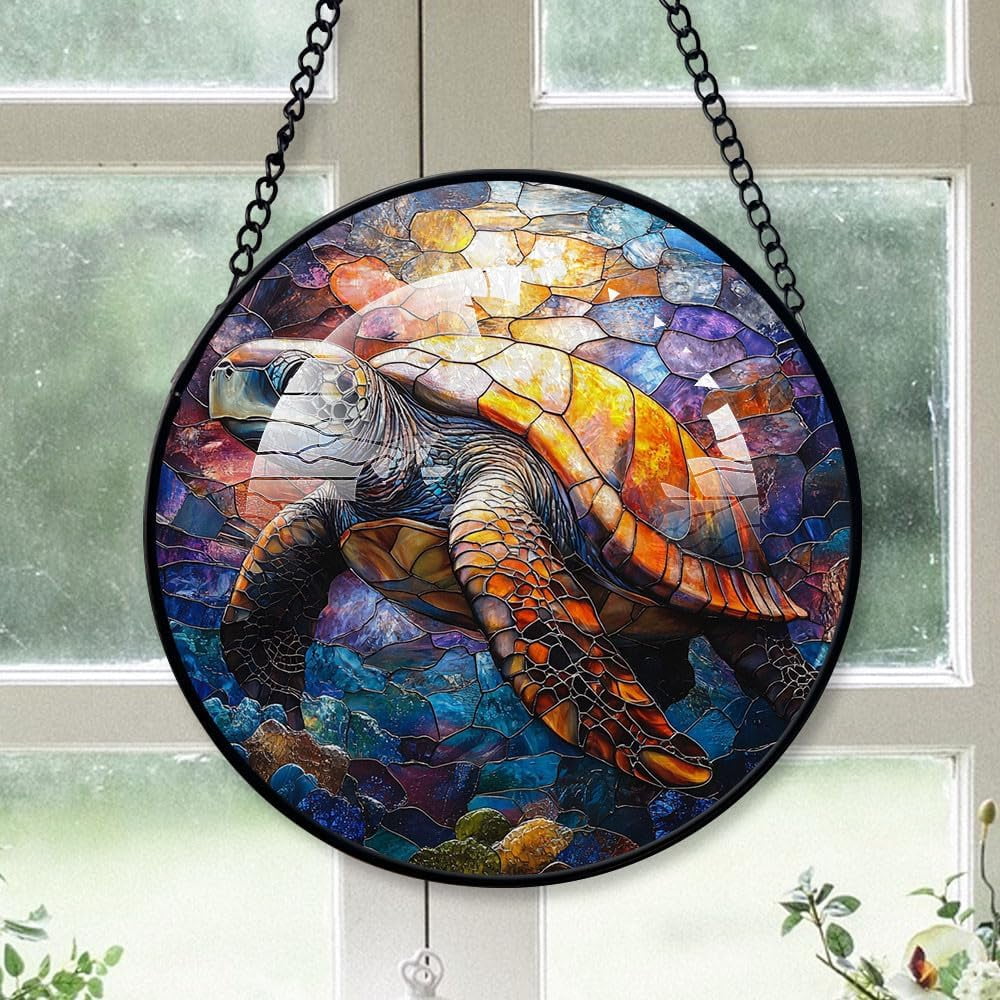 Sea Turtle Stained Glass Suncatcher, Sea Turtle Christmas, Sea Turtle ...
