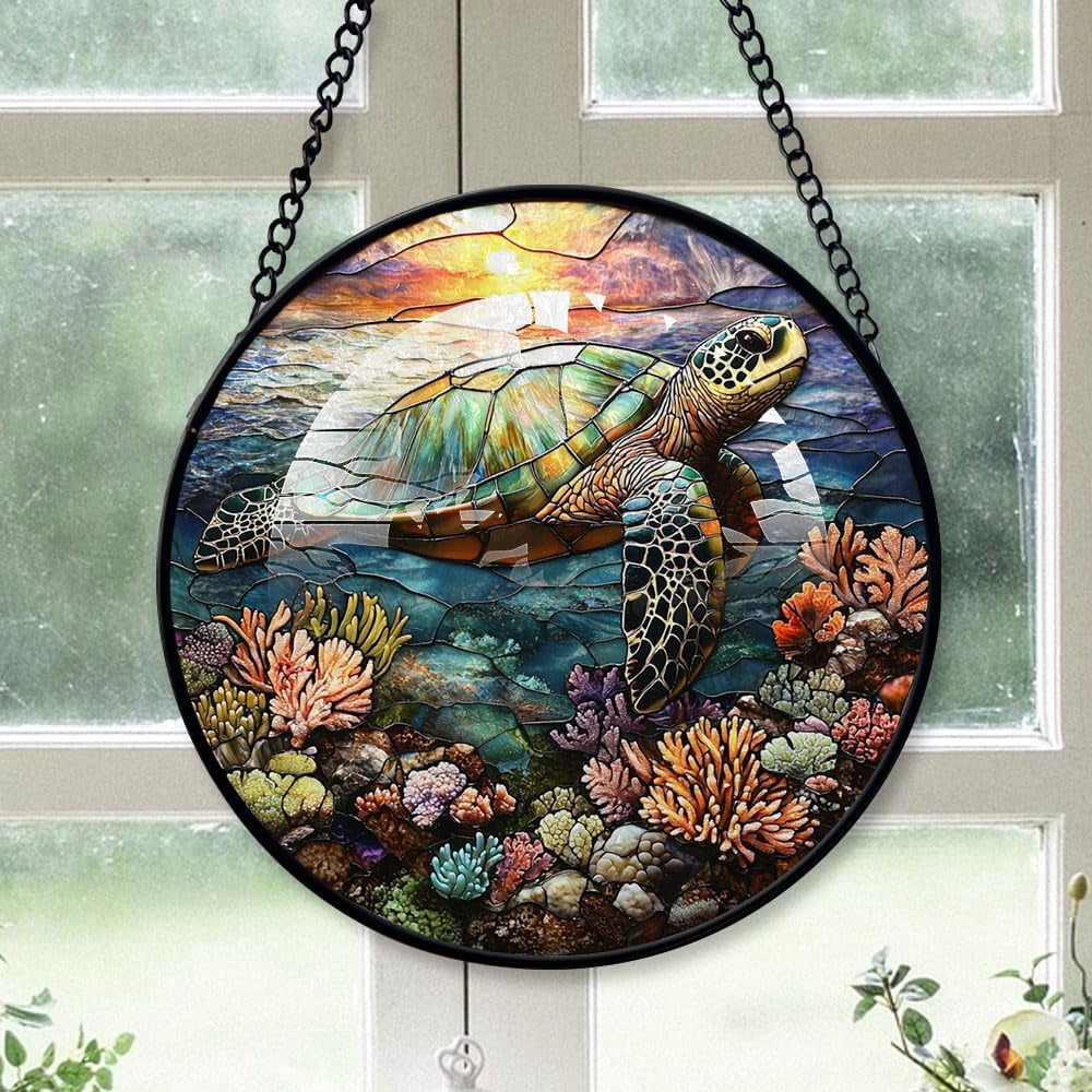 Sea Turtle Stained Glass Suncatcher, Sea Turtle Christmas, Sea Turtle ...
