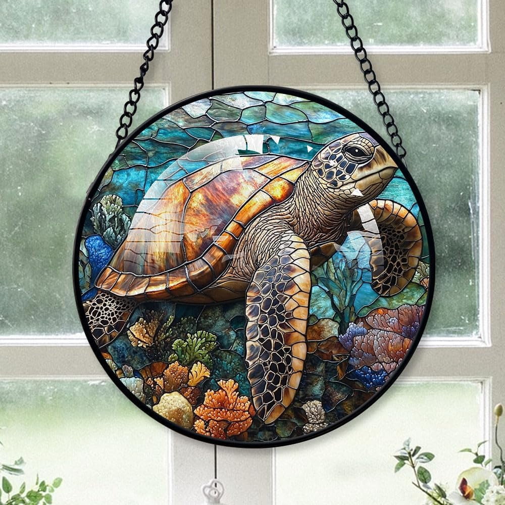 Sea Turtle Stained Glass Suncatcher, Sea Turtle Christmas, Sea Turtle ...
