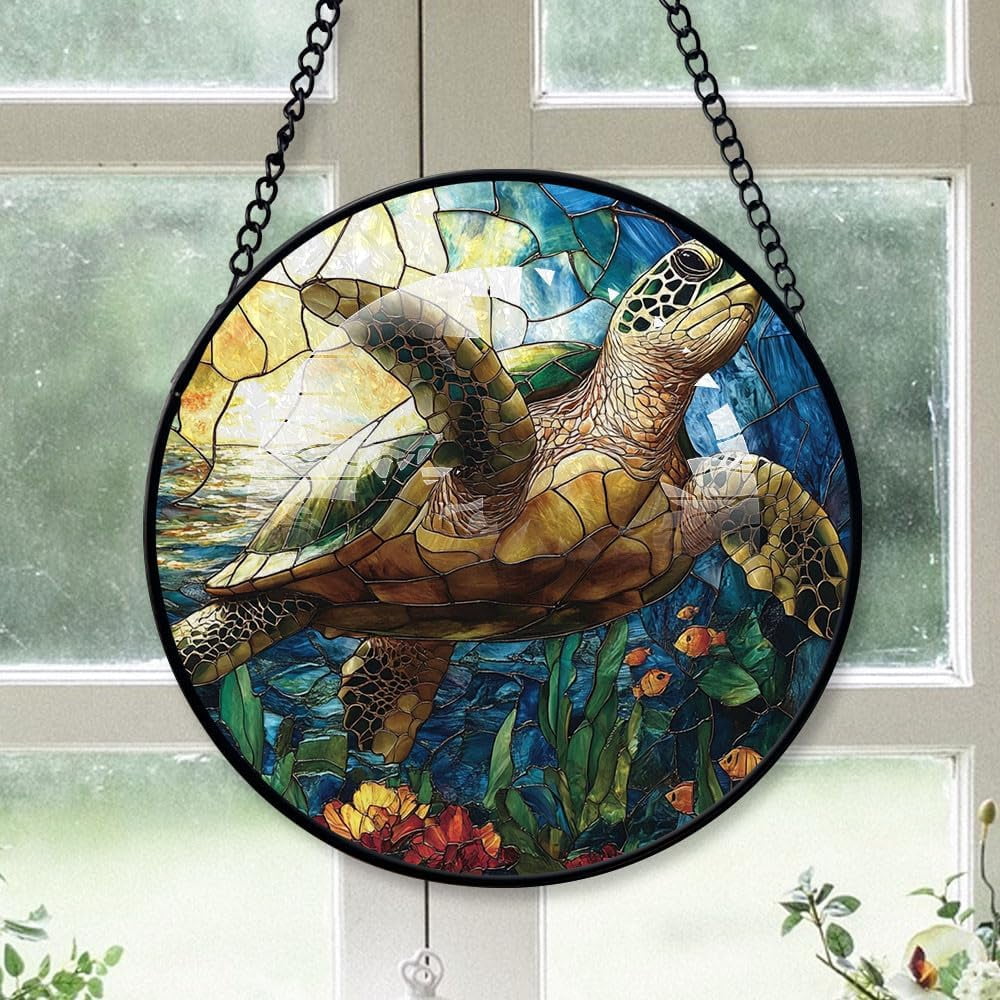 Sea Turtle Stained Glass Suncatcher, Sea Turtle Christmas, Sea Turtle ...