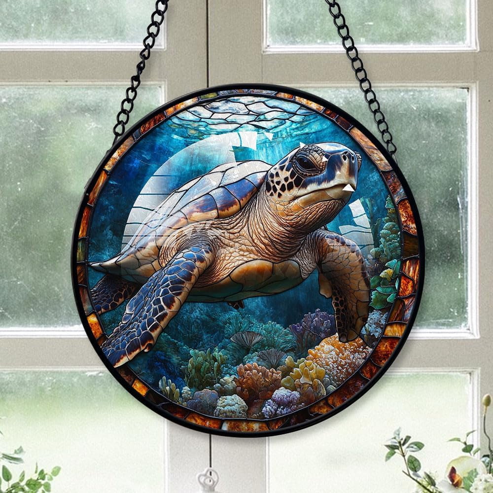 Sea Turtle Stained Glass Suncatcher, Sea Turtle Christmas, Sea Turtle ...