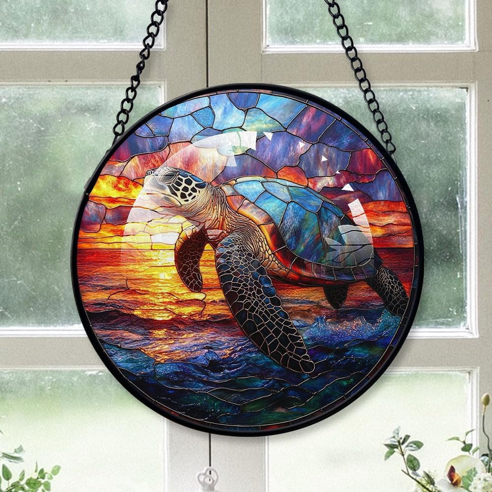 Sea Turtle Stained Glass Suncatcher, Sea Turtle Christmas, Sea Turtle ...