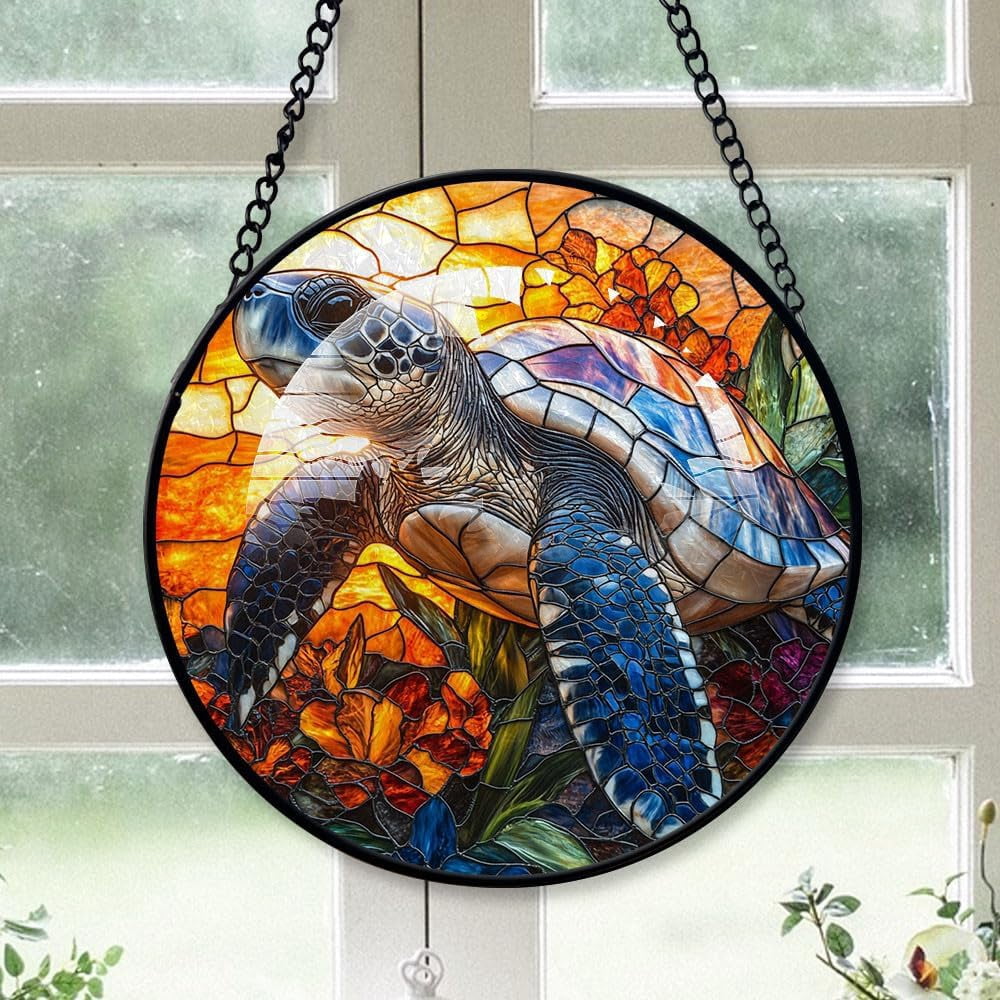 Sea Turtle Stained Glass Suncatcher, Sea Turtle Christmas, Sea Turtle ...