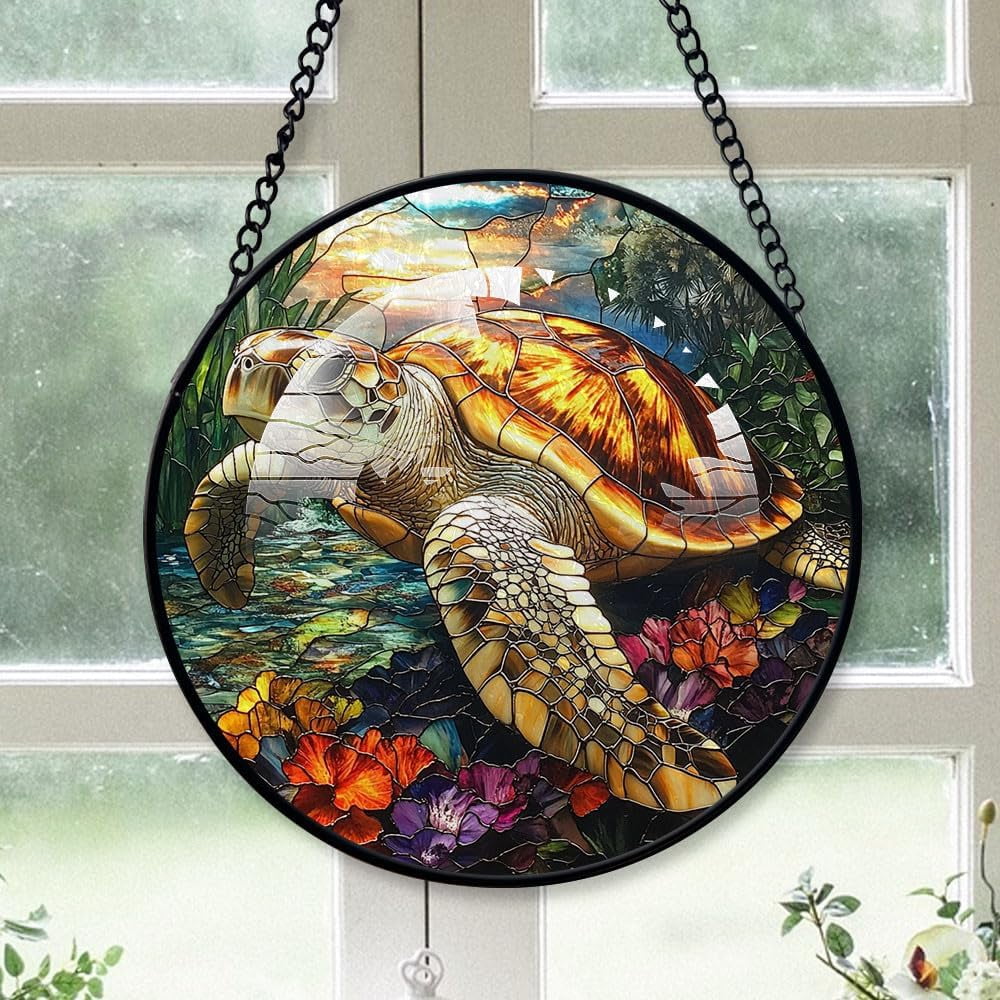 Sea Turtle Stained Glass Suncatcher, Sea Turtle Christmas, Sea Turtle ...