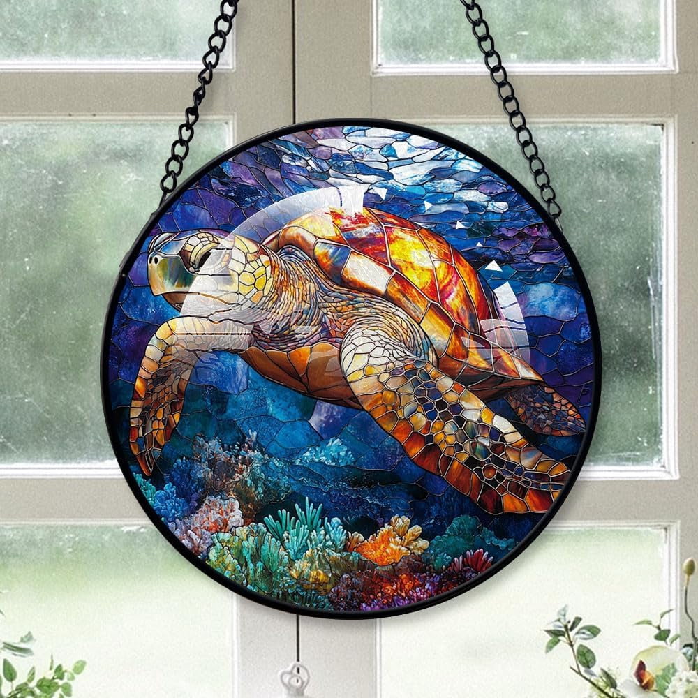 Sea Turtle Stained Glass Suncatcher, Sea Turtle Christmas, Sea Turtle ...
