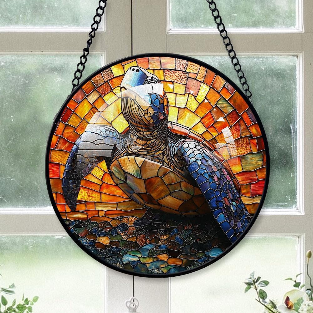 Sea Turtle Stained Glass Suncatcher, Sea Turtle Christmas, Sea Turtle ...
