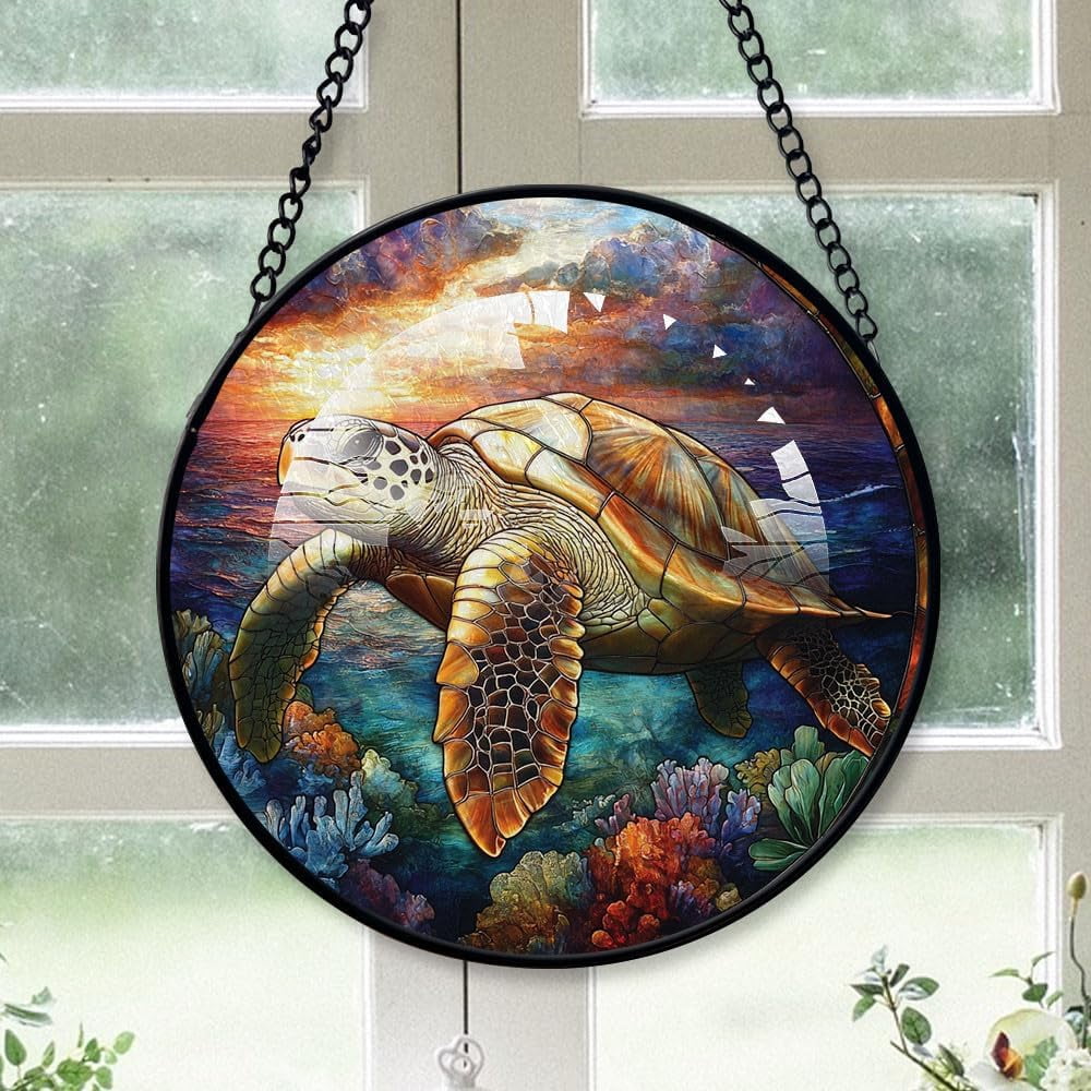 Sea Turtle Stained Glass Suncatcher, Sea Turtle Christmas, Sea Turtle ...