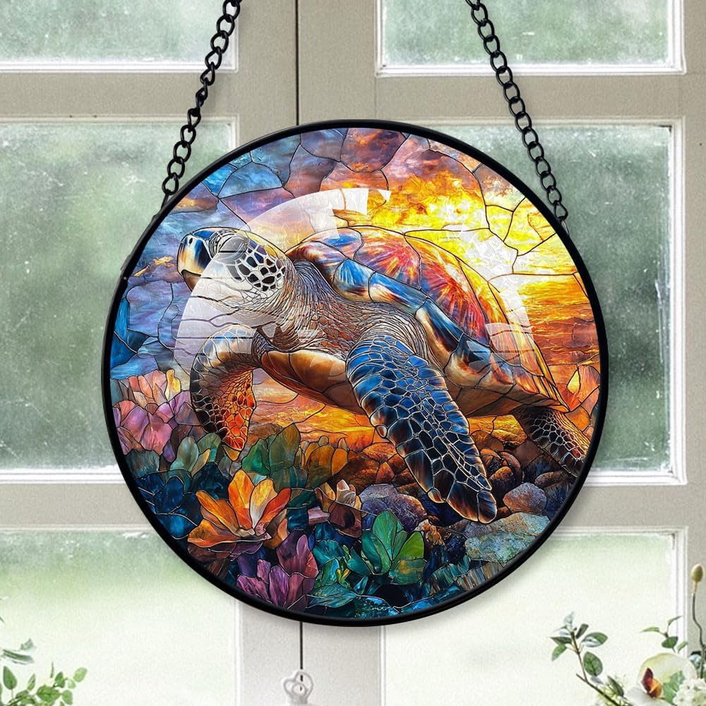 Sea Turtle Stained Glass Suncatcher, Sea Turtle Christmas, Sea Turtle ...