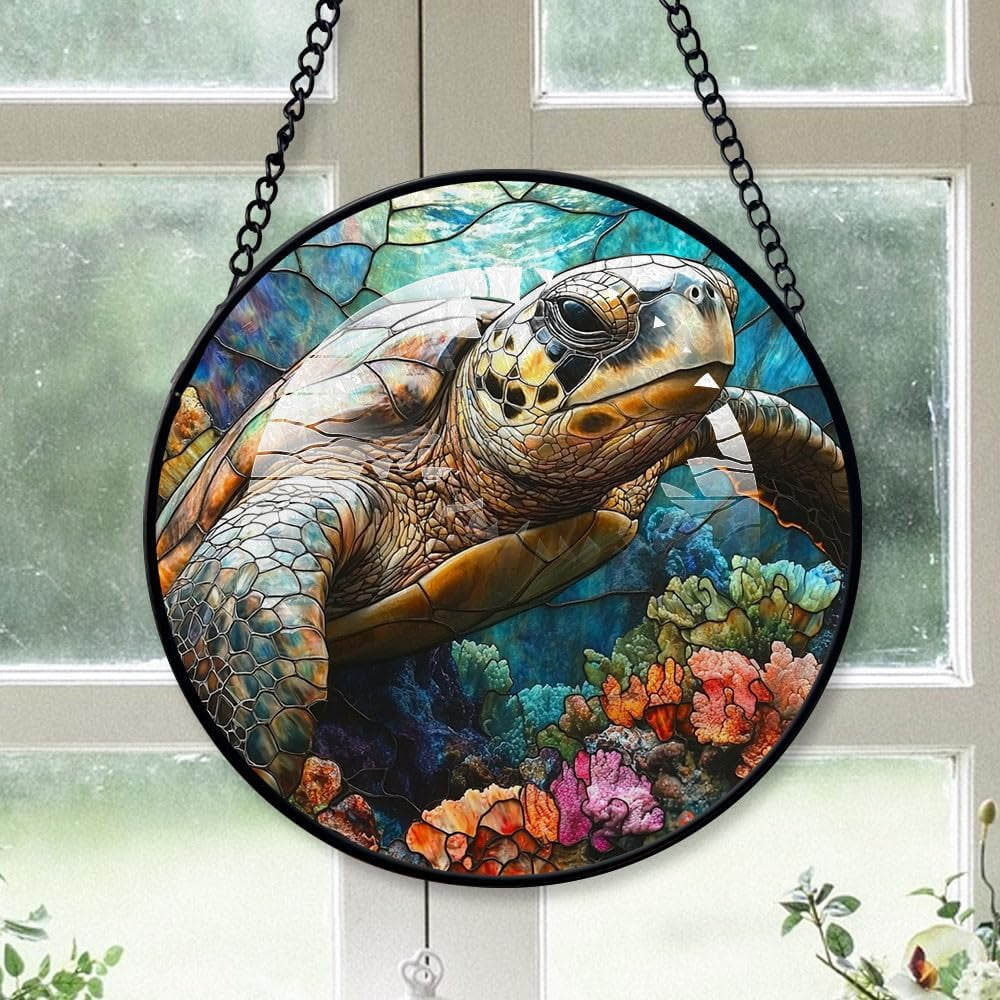 Sea Turtle Stained Glass Suncatcher, Sea Turtle Christmas, Sea Turtle ...