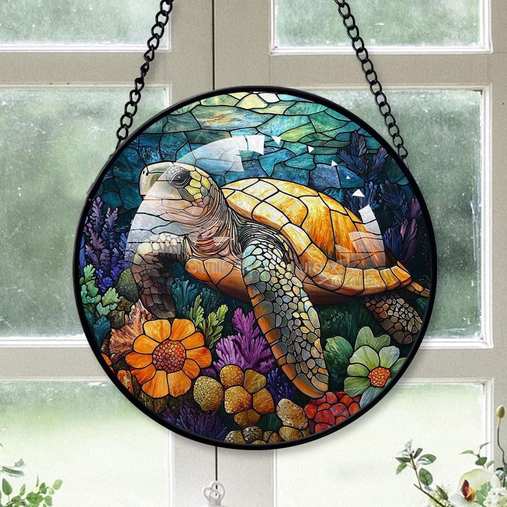 Sea Turtle Stained Glass Suncatcher, Sea Turtle Christmas, Sea Turtle ...