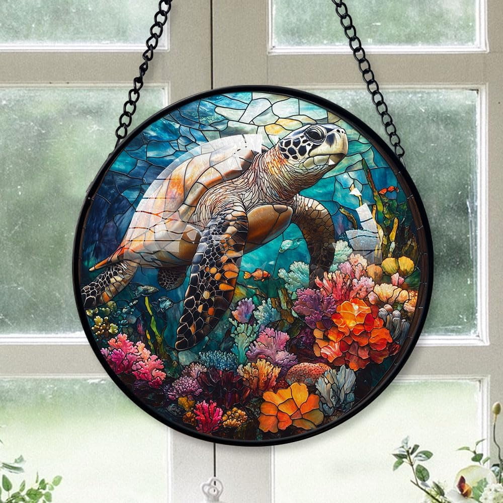 Sea Turtle Stained Glass Suncatcher, Sea Turtle Christmas, Sea Turtle ...