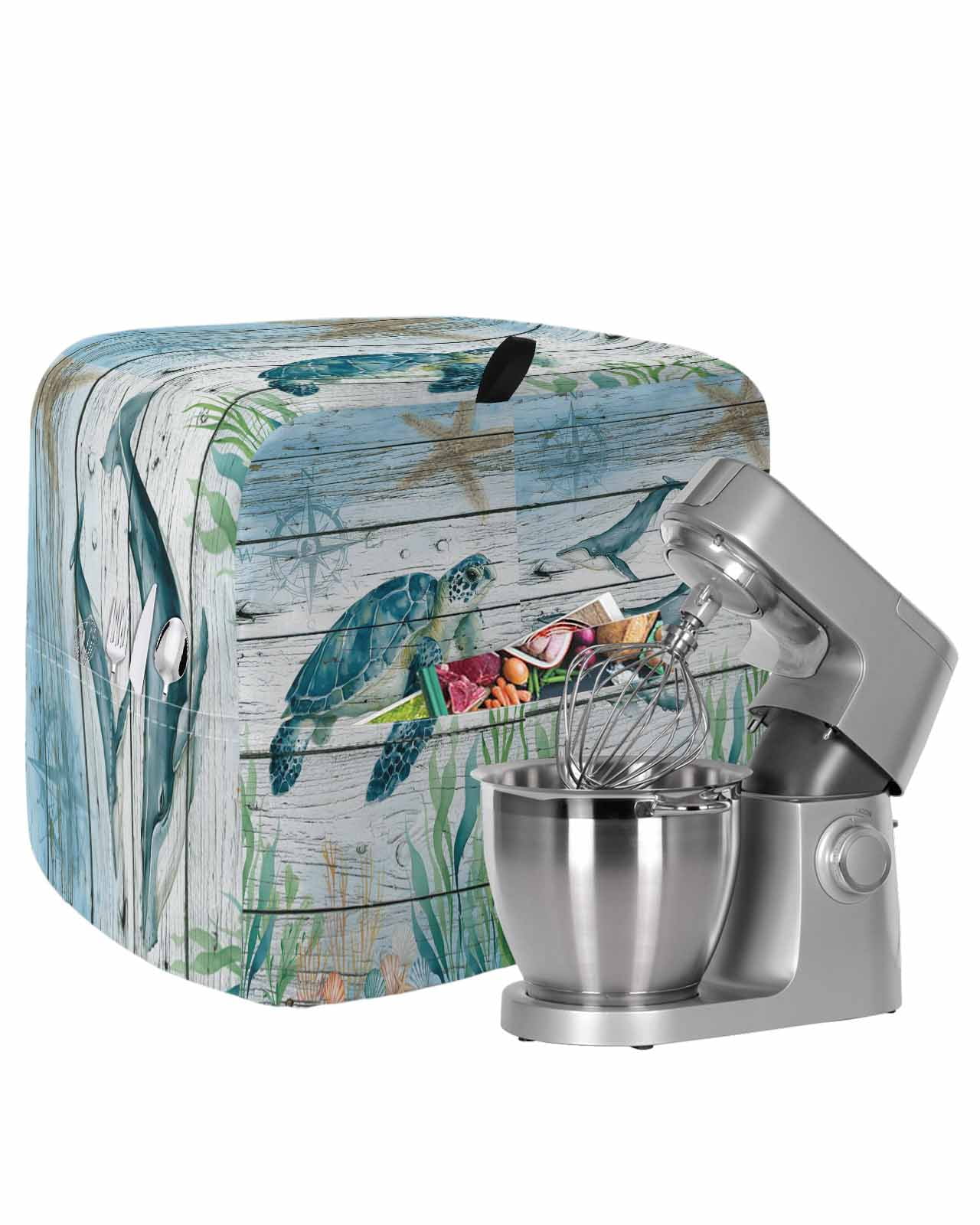 Sea Turtle Stand Mixer Dust Cover with Storage Pocket & Handles,Coastal ...