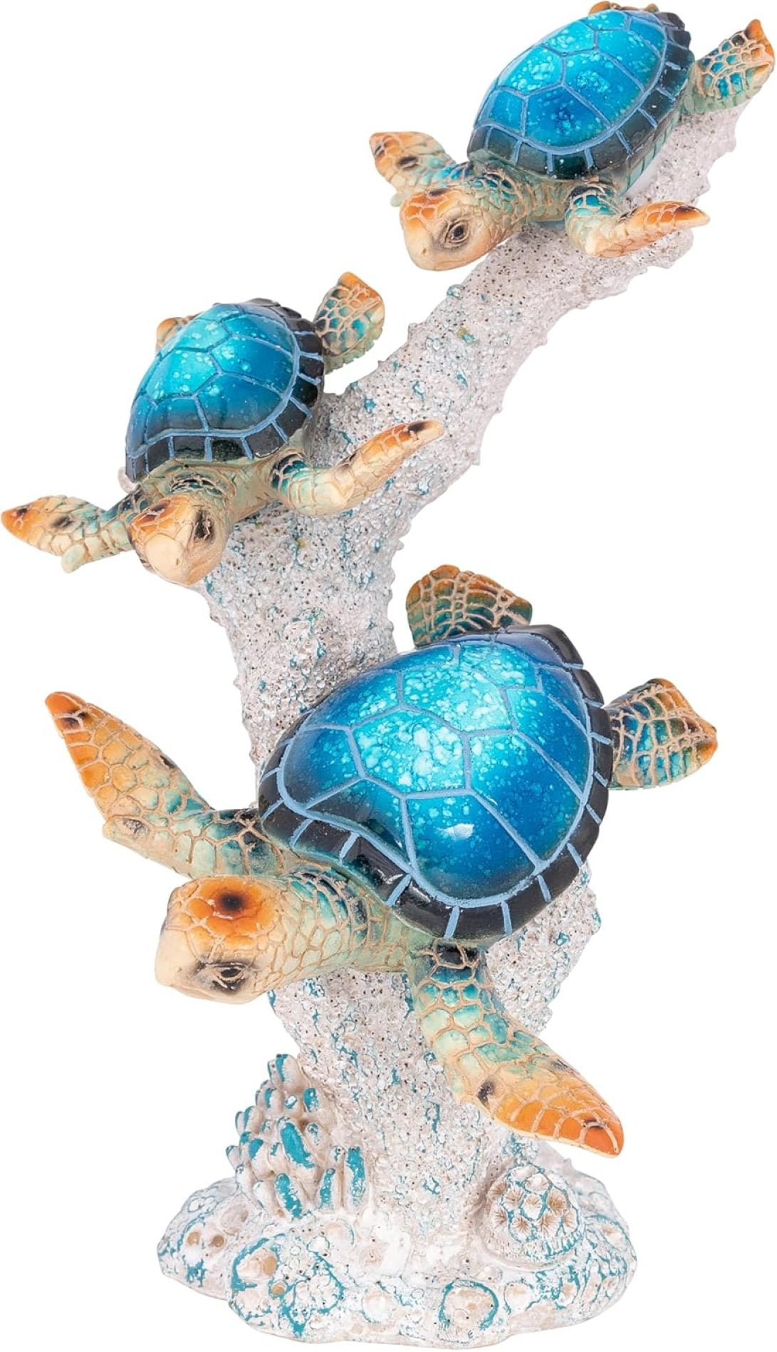 Sea Turtle Statue Triple Turtles Swimming on a Coral Reef Base Sea ...