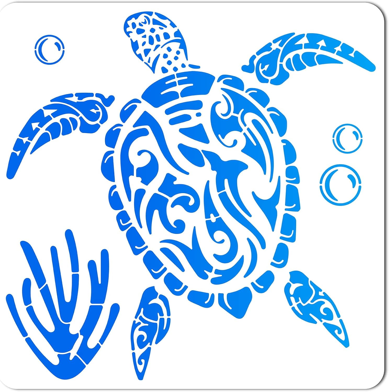 Sea Turtle Stencil Template 11.8x11.8 Inch Large Reusable Plastic Square Sign for Painting on ...