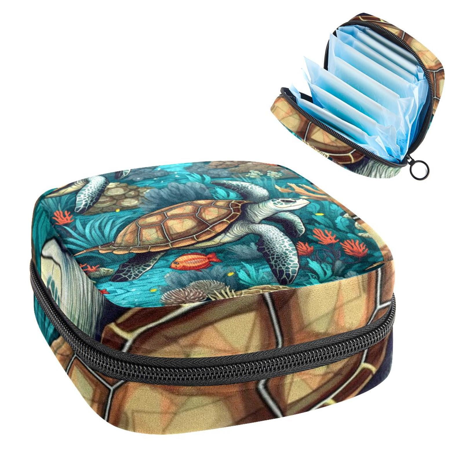 Sea Turtle Storage Bag for Sanitary Napkins - Velvet, Sponge, and ...