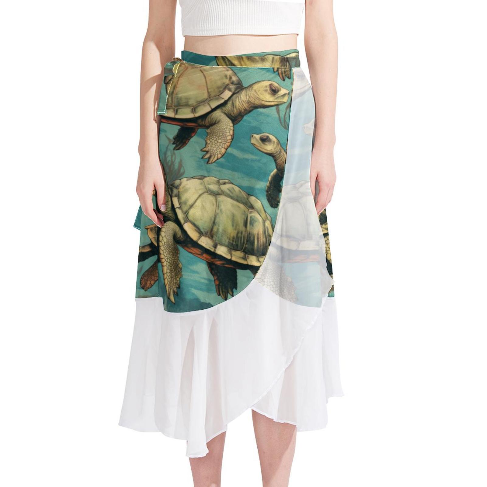 Sea Turtle Stylish Chiffon Beach Dresses with Polyester Straps - for Summer Days and Beach ...