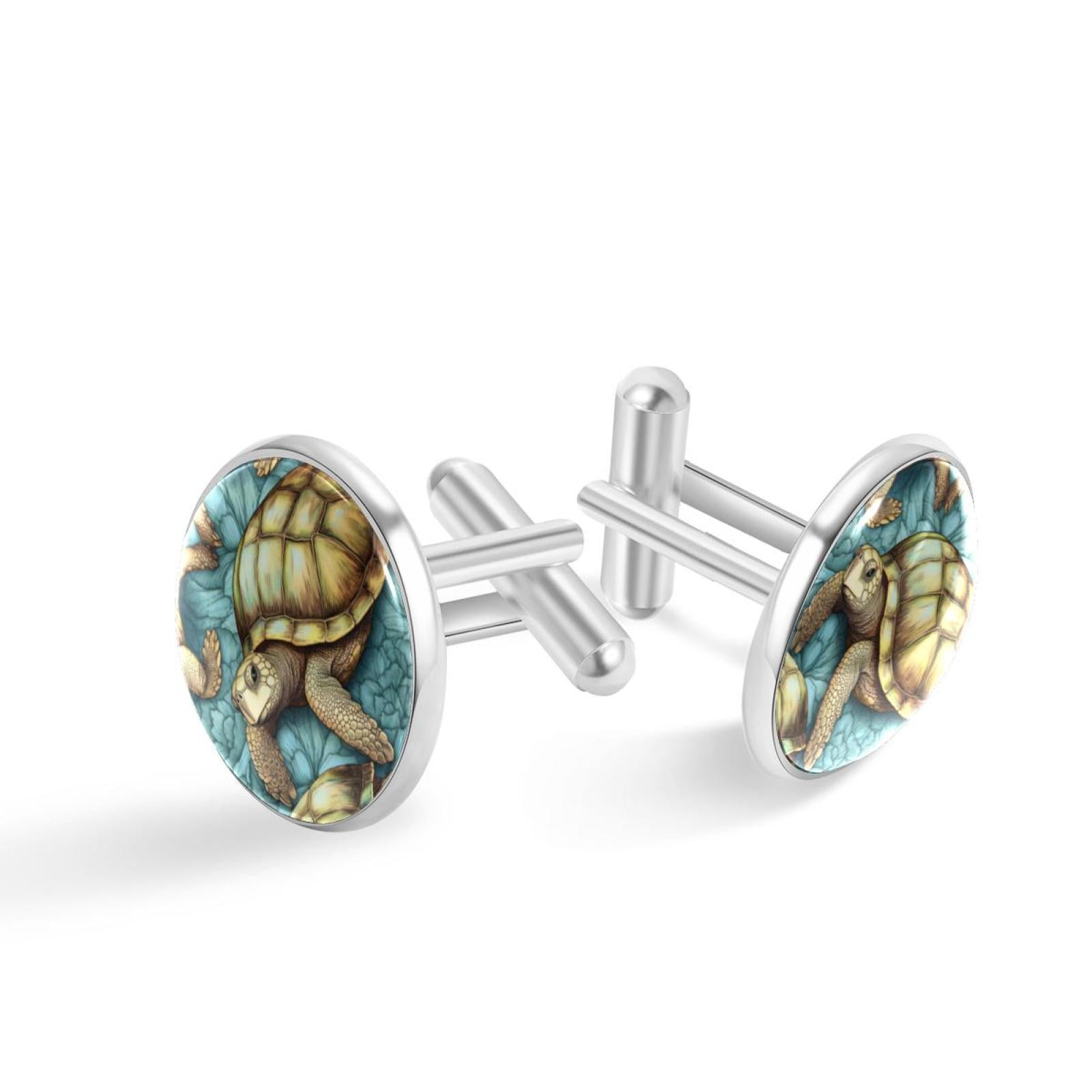 Sea Turtle Stylish Stainless Steel Men's Cufflinks for Shirts and Suits - for Formal Occasions ...