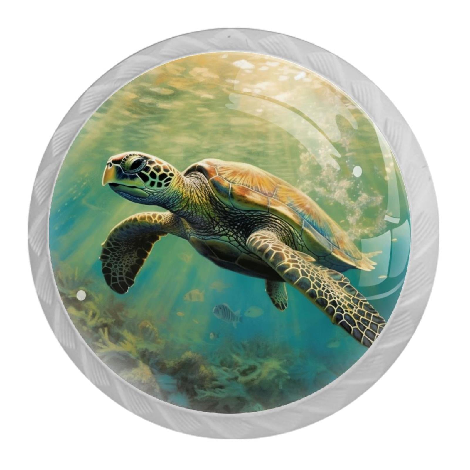 Sea Turtle Sunset Custom Drawer Knobs - Cabinet Knobs ABS Glass Drawer ...