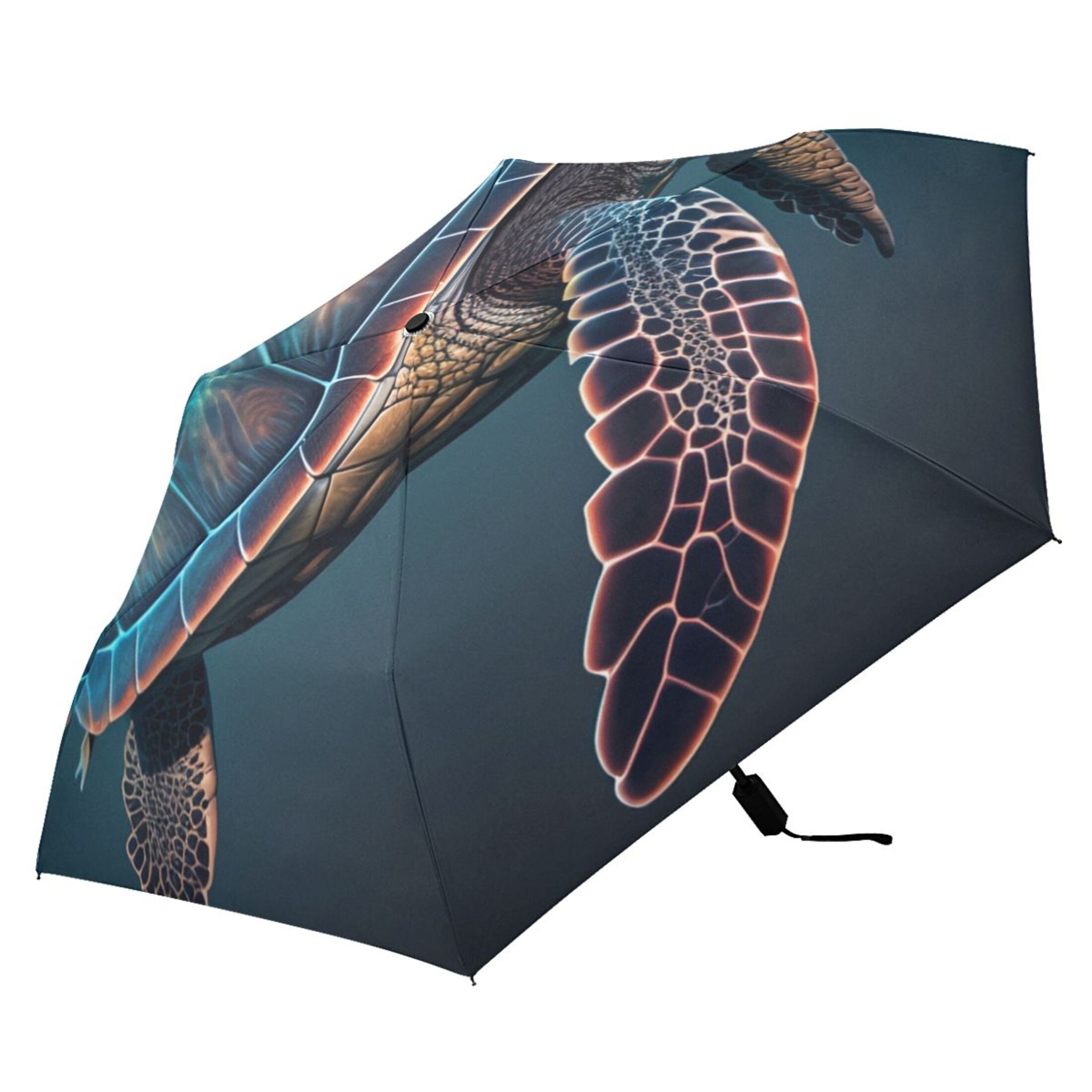 Sea Turtle Swimming Compact Folding Umbrella for Rain Windproof Travel ...