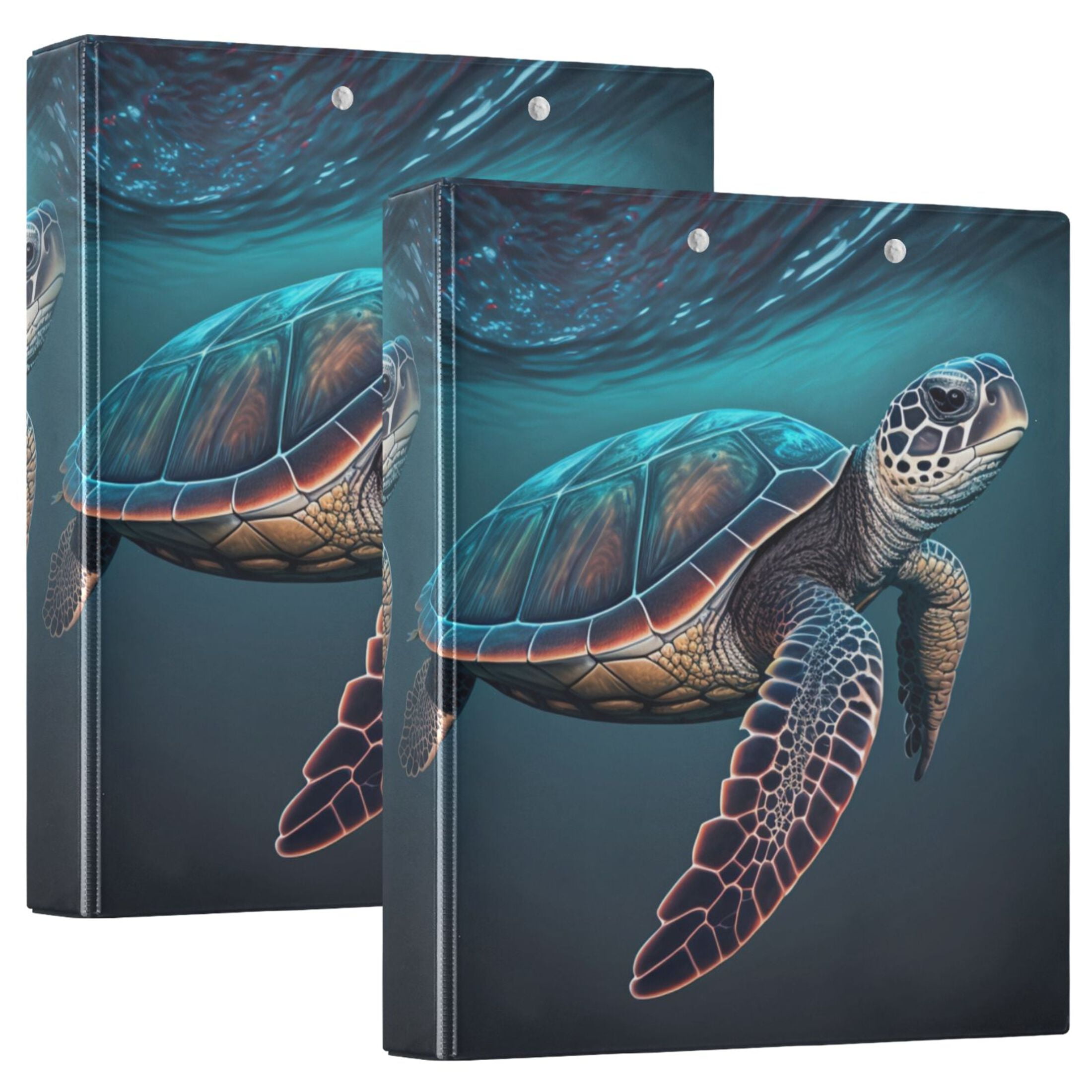 Sea Turtle Swimming Hardcover 3 Ring Binder 1.5 inch Round Rings with ...