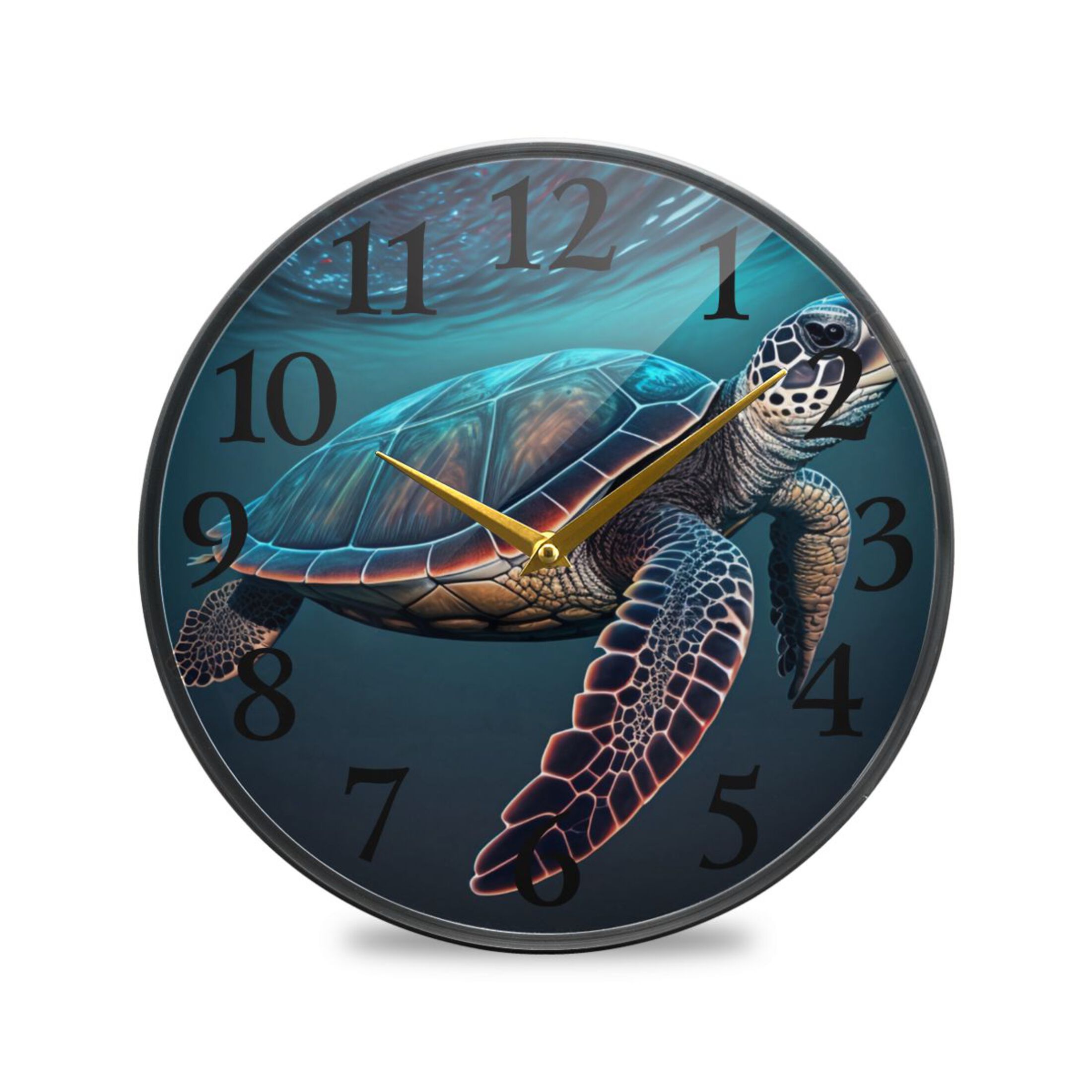 Sea Turtle Swimming Wall Clocks Battery Operated 11.9 Inch Round Clock ...