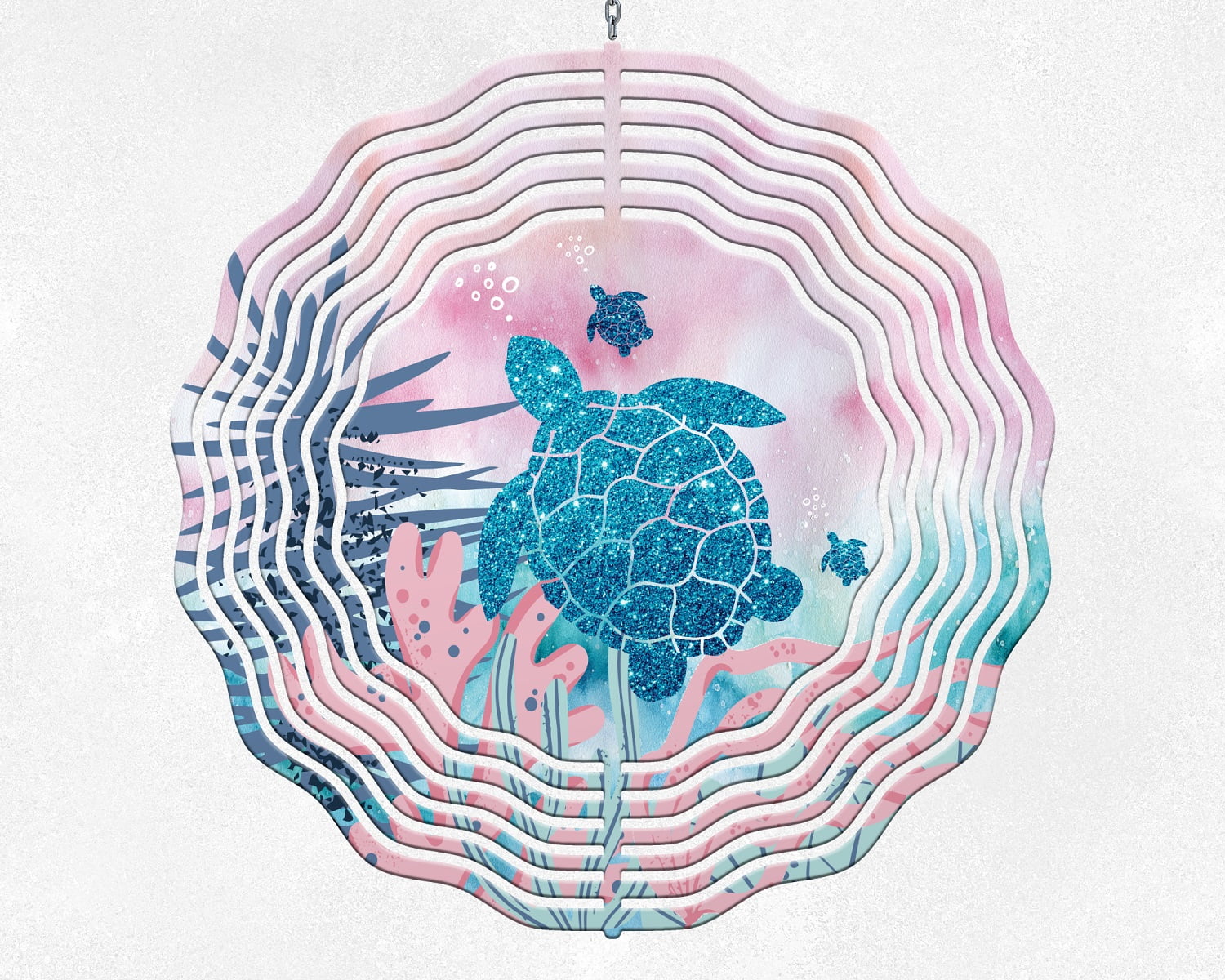 Sea Turtle Swimming in Coral Wind Spinner 10 Inch Garden Patio Decor ...
