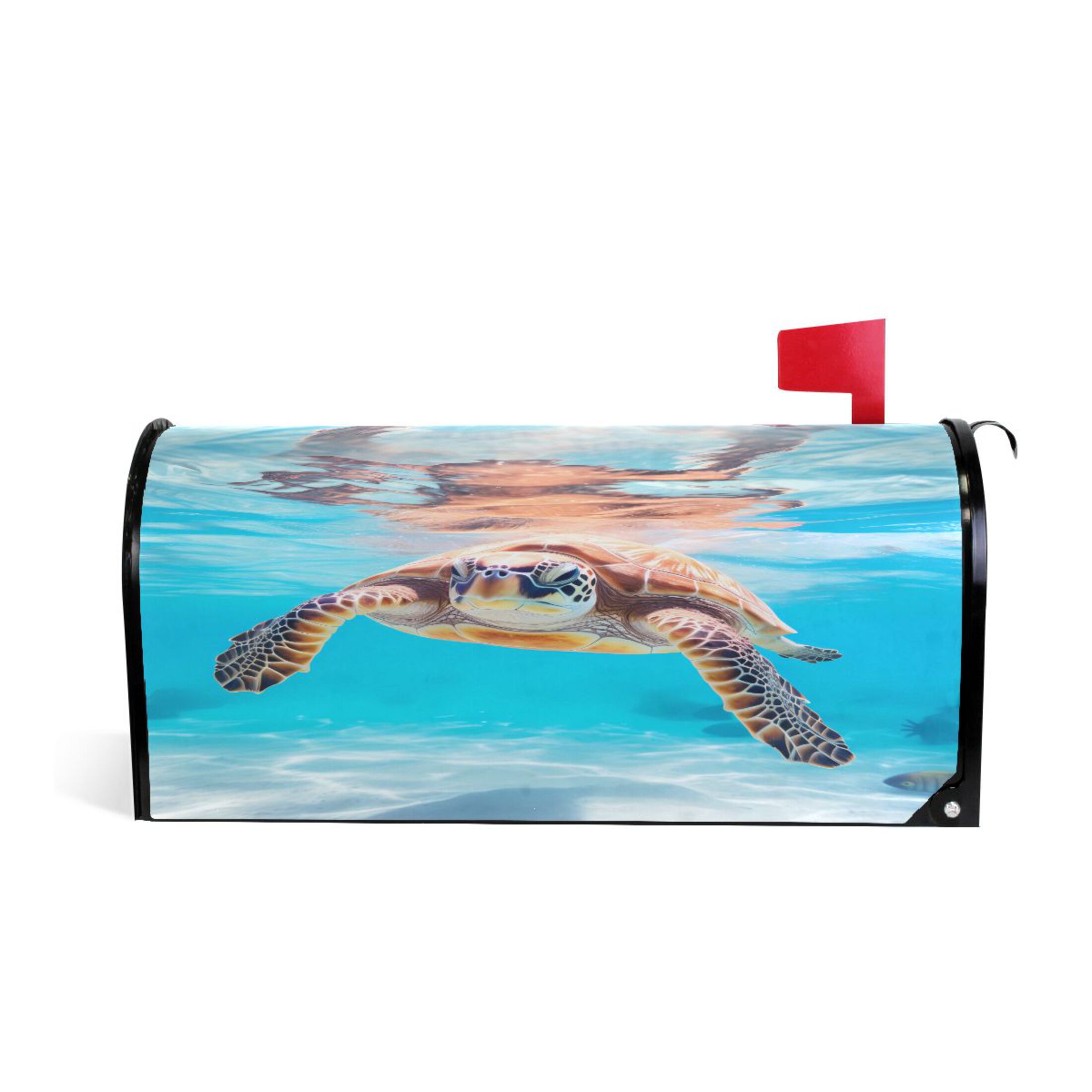 Sea Turtle Swimming in Sea Magnetic Mailbox Covers Post Box Wraps ...