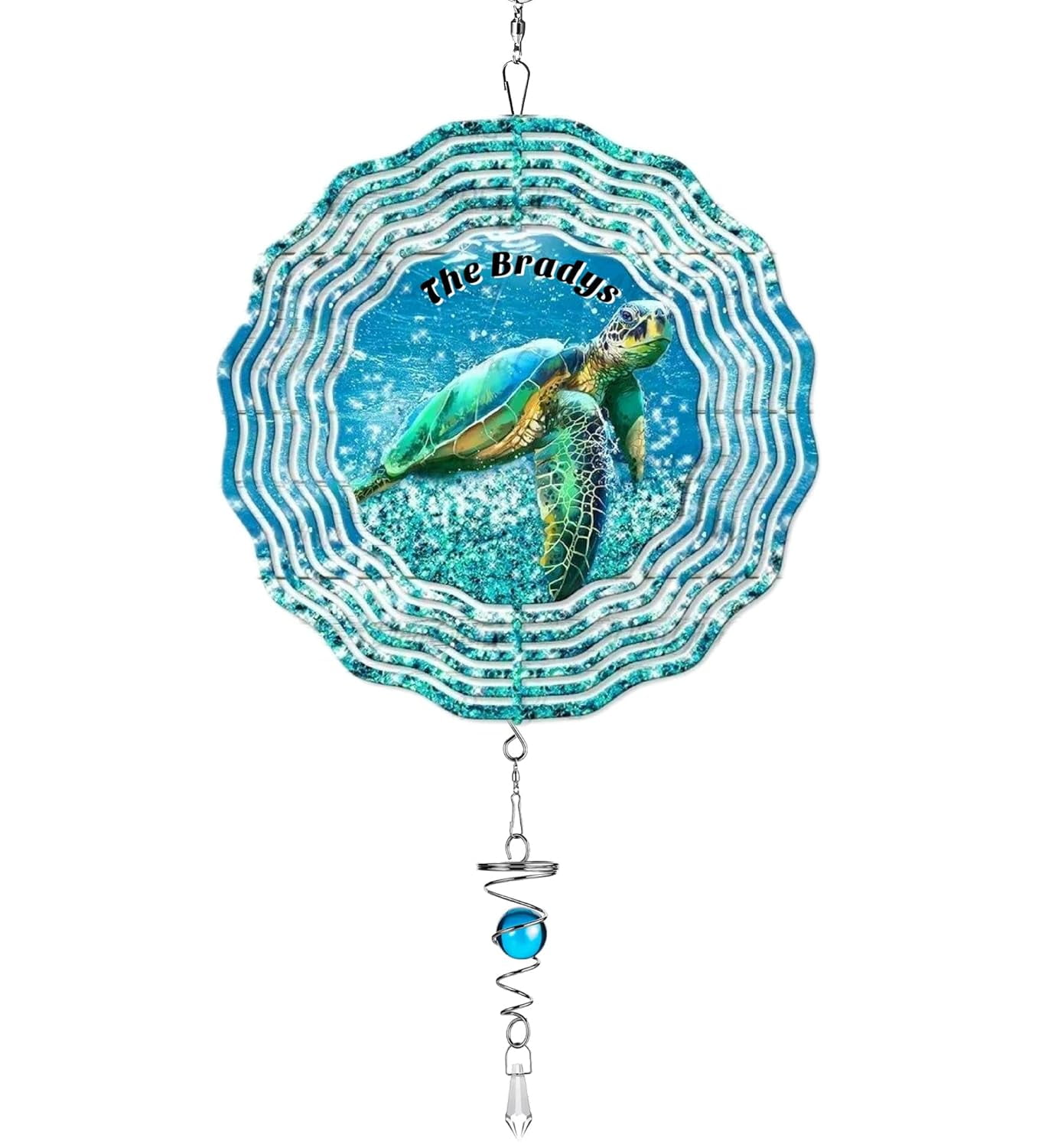 Sea Turtle Swirly Metal Wind Spinner Personalized, Yard Decoration ...