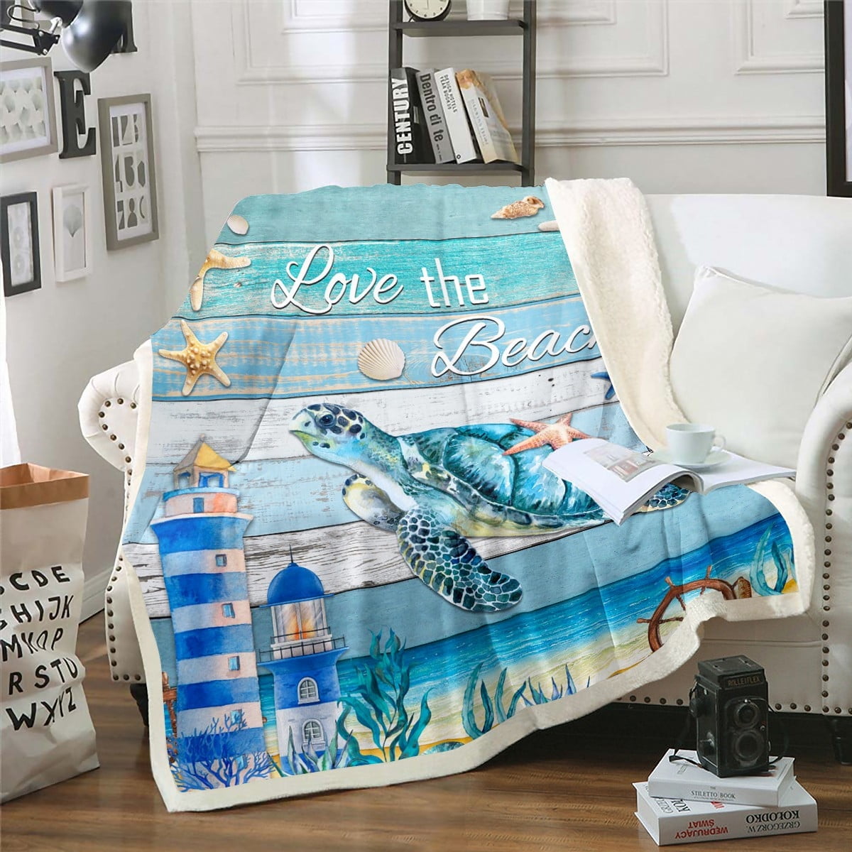 Sea Turtle Throw Blanket for Kids Boys Girls,Summer Ocean Beach Fleece ...