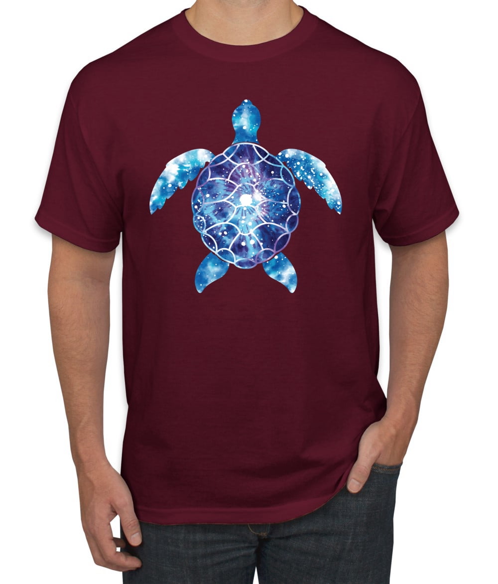 Sea Turtle Tie Dye Art Animal Lover Men's Graphic T-Shirt, Maroon ...