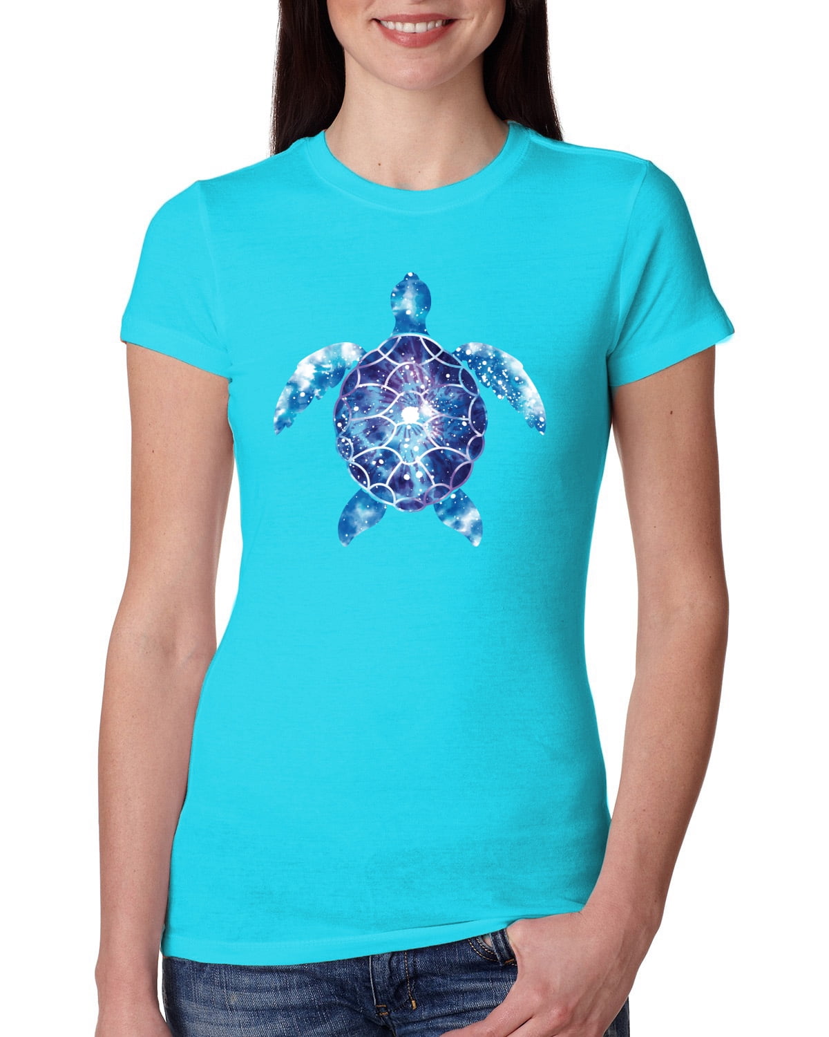 Sea Turtle Tie Dye Art Animal Lover Womens Slim Fit Junior Tee, Tahiti ...