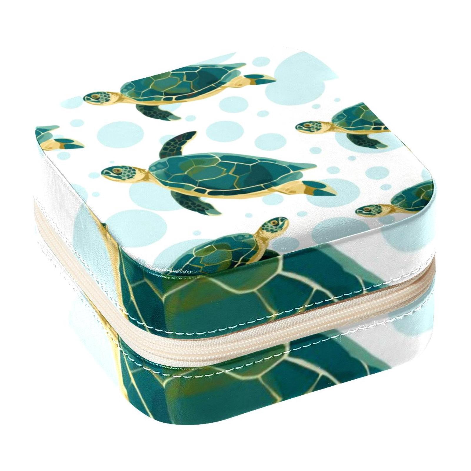 Sea Turtle Travel Portable Square Jewelry Box Earring Necklace Bracelet ...