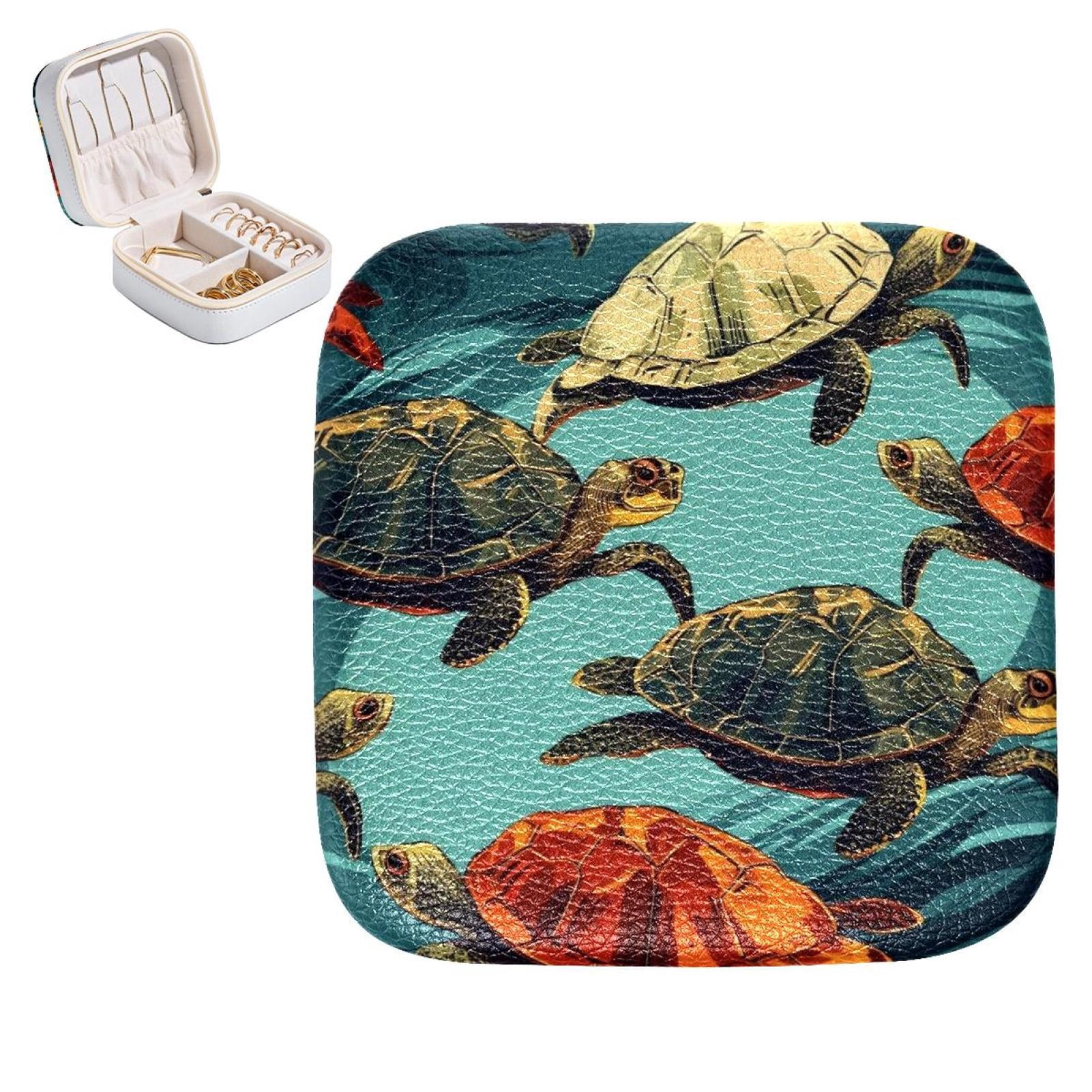 Sea Turtle Travel Portable Square Jewelry Box Earring Necklace Bracelet ...