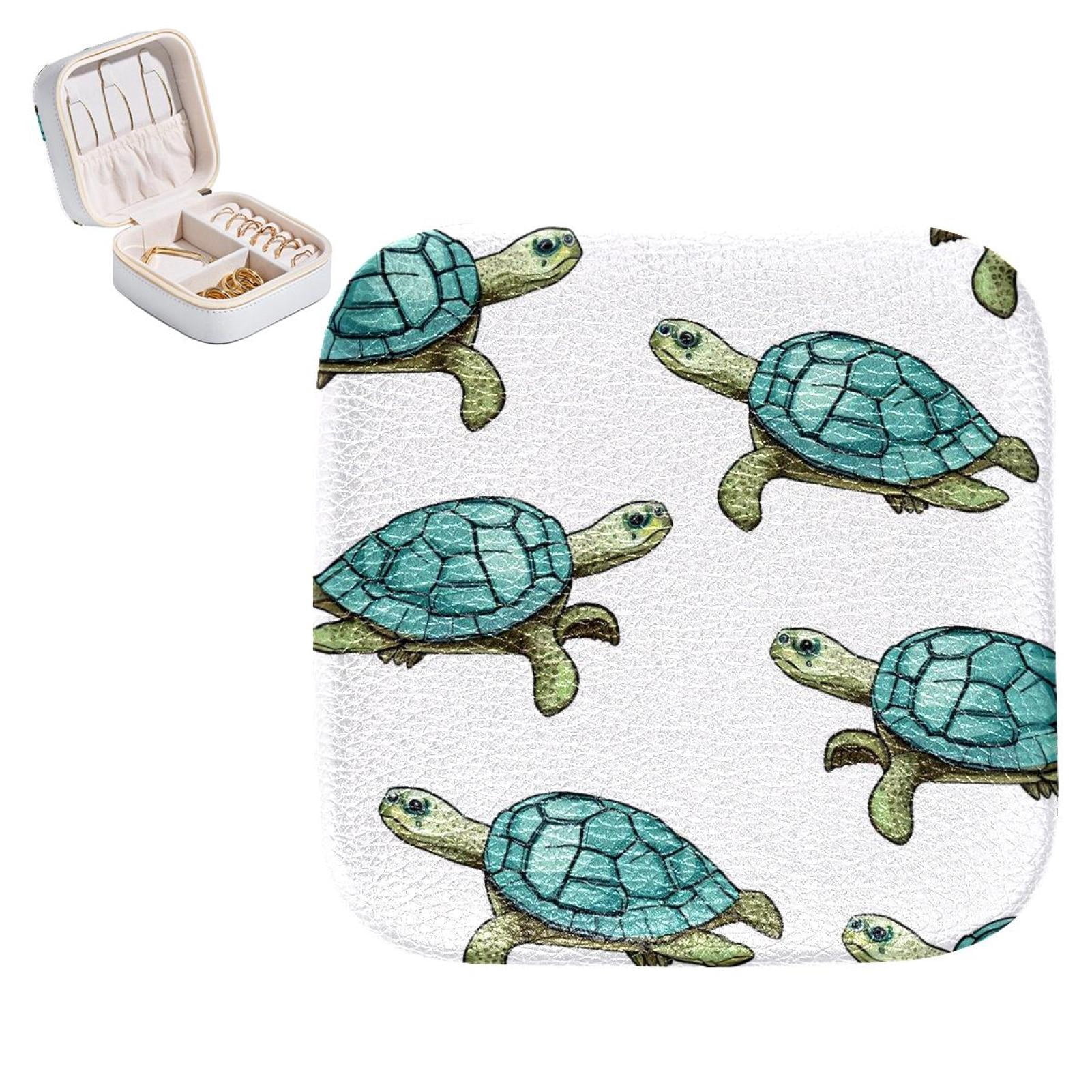 Sea Turtle Travel Portable Square Jewelry Box Earring Necklace Bracelet ...