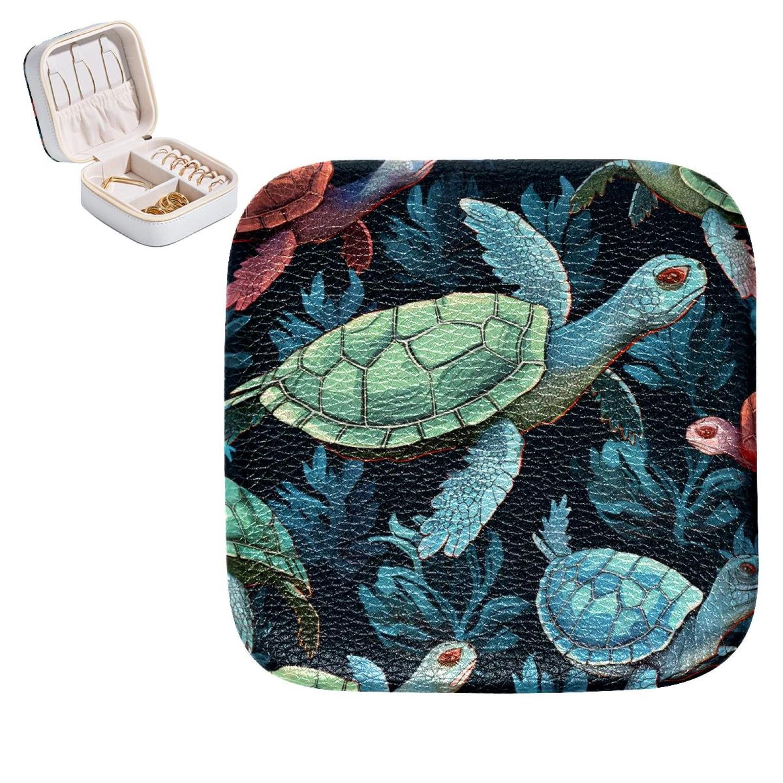 Sea Turtle Travel Portable Square Jewelry Box Earring Necklace Bracelet ...